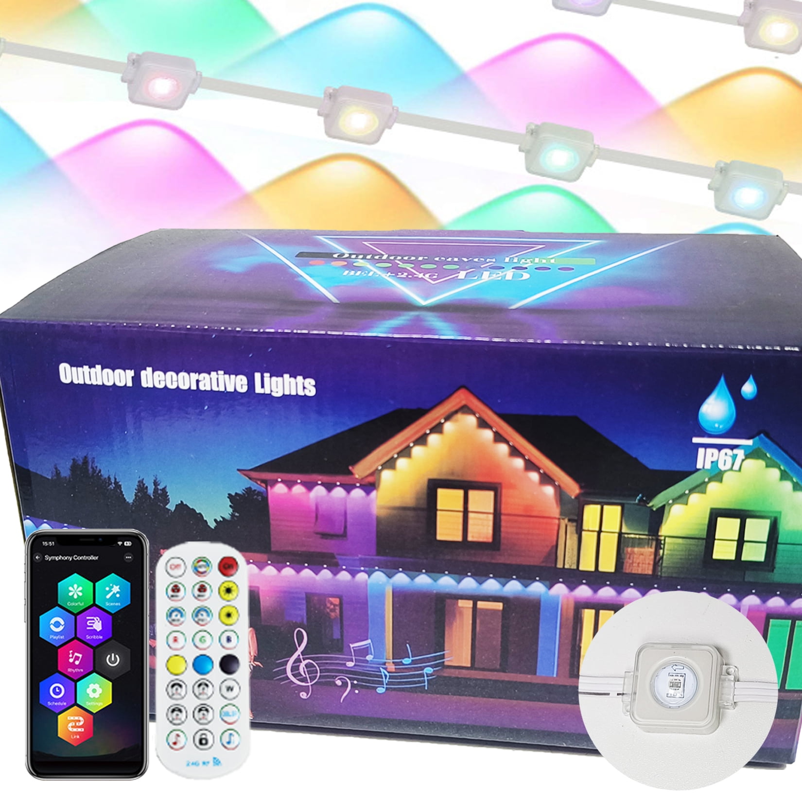 Permanent Outdoor Lights, 100ft Smart RGB Eave Lights with App ...