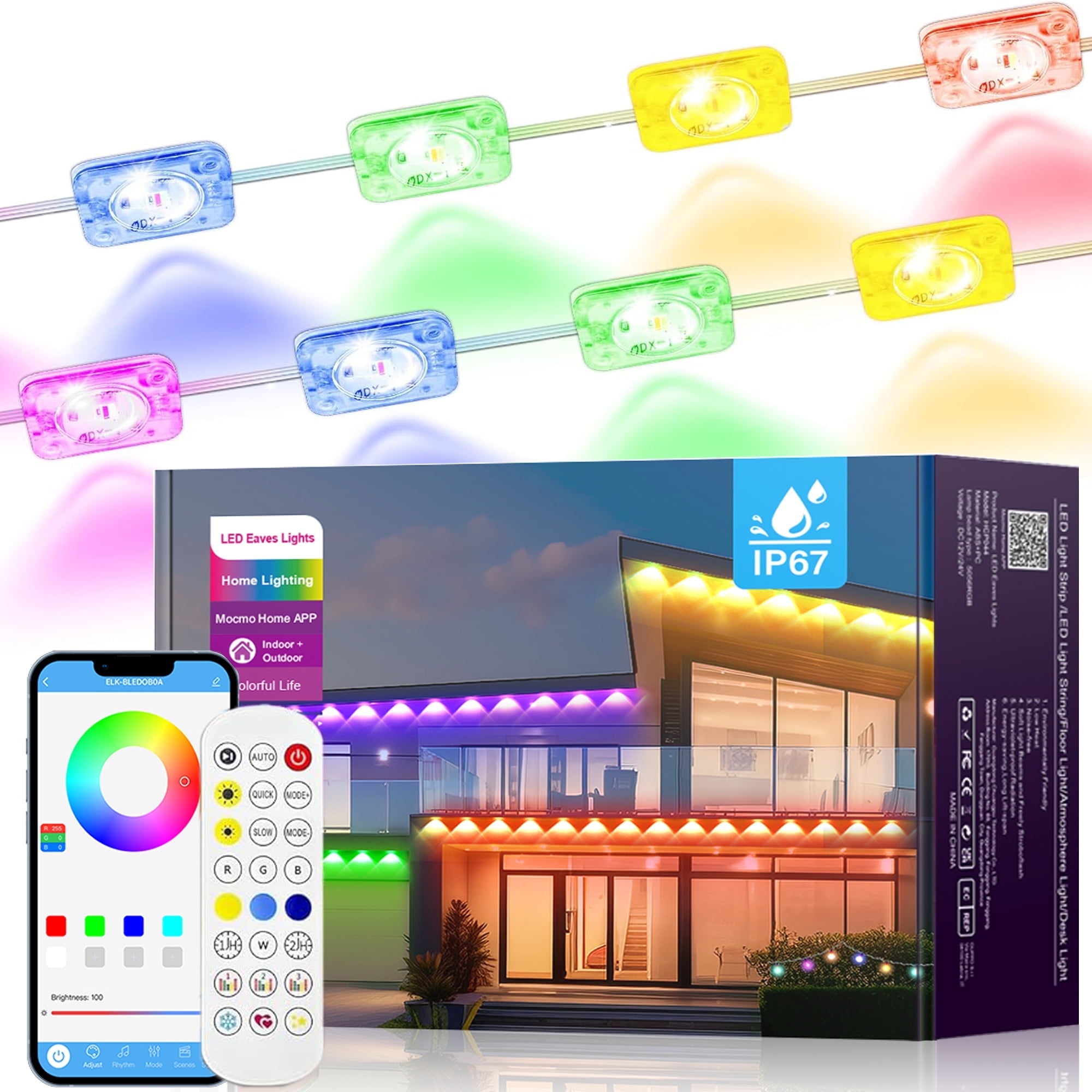 Permanent Outdoor Lights 100ft, Smart RGB+IC App Control Outdoor Lights ...