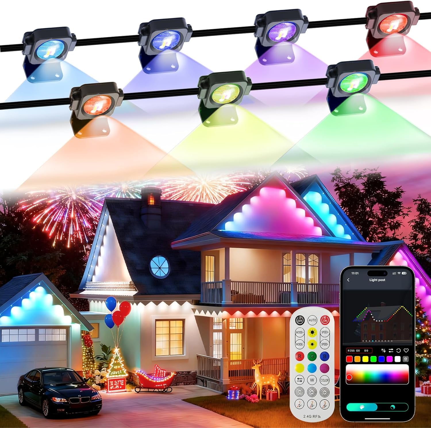 Permanent Outdoor Lights 50Ft 30LEDs, -IC Year Round Eave Deck Fence ...