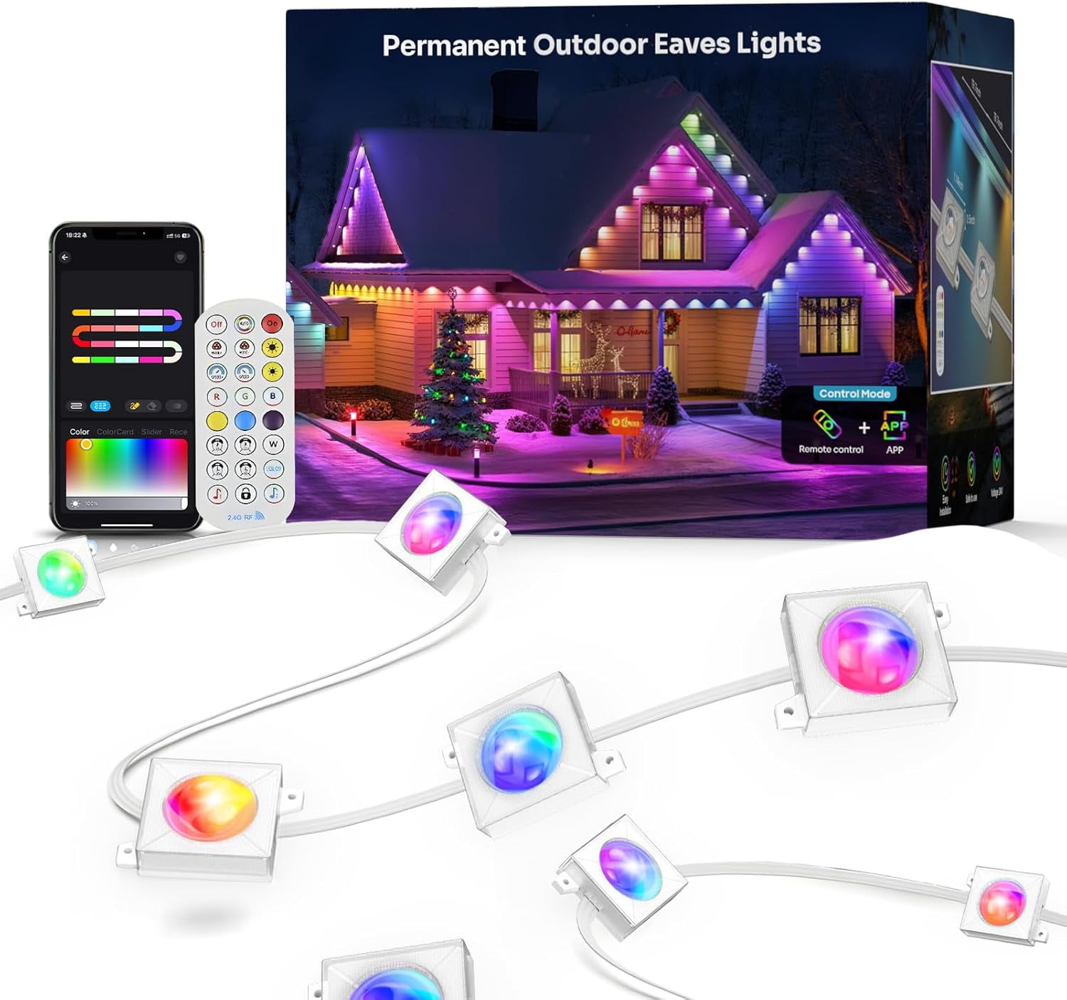 Permanent Outdoor Lights for House: 100FT +IC Eave Light with APP ...