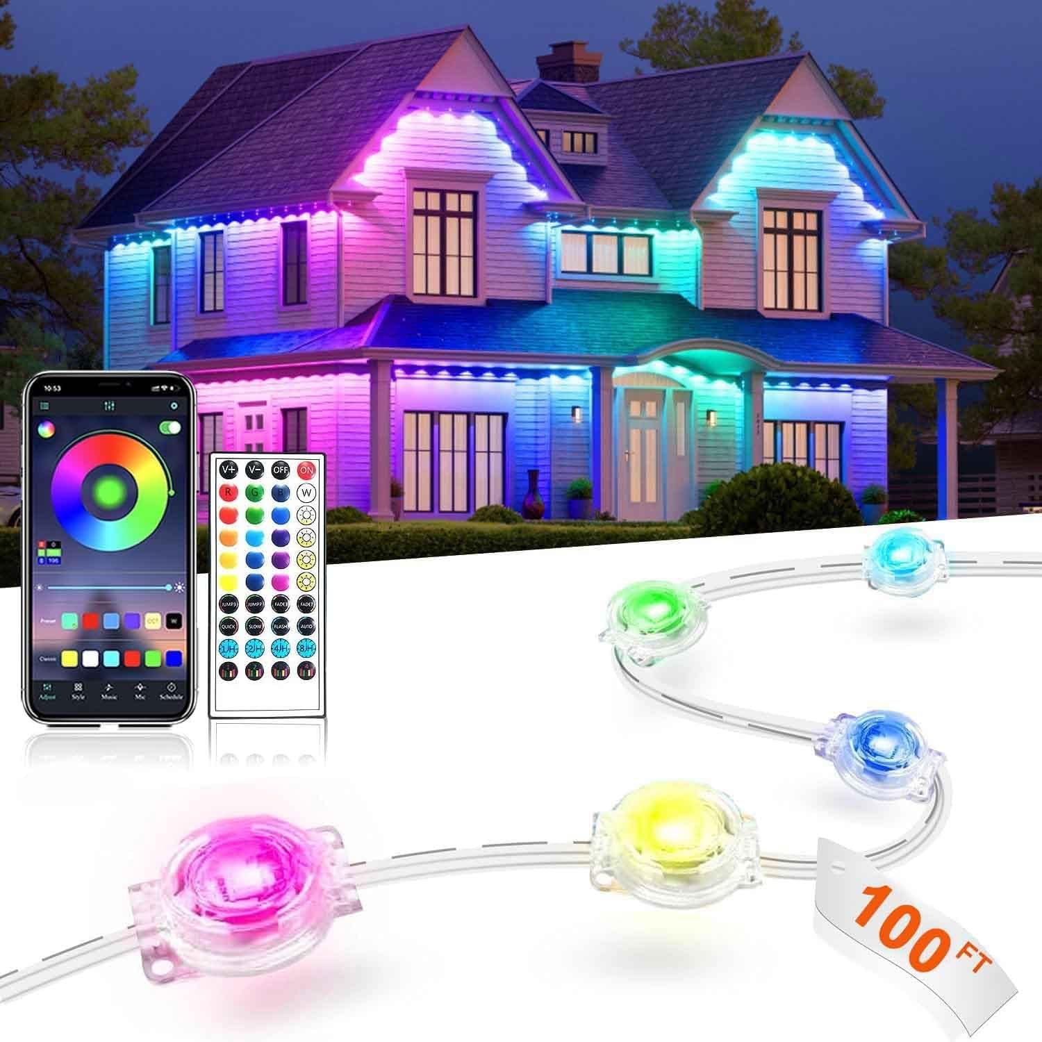Permanent Outdoor Lights for House,100ft +IC Outdoor Decor,DIY Scene ...
