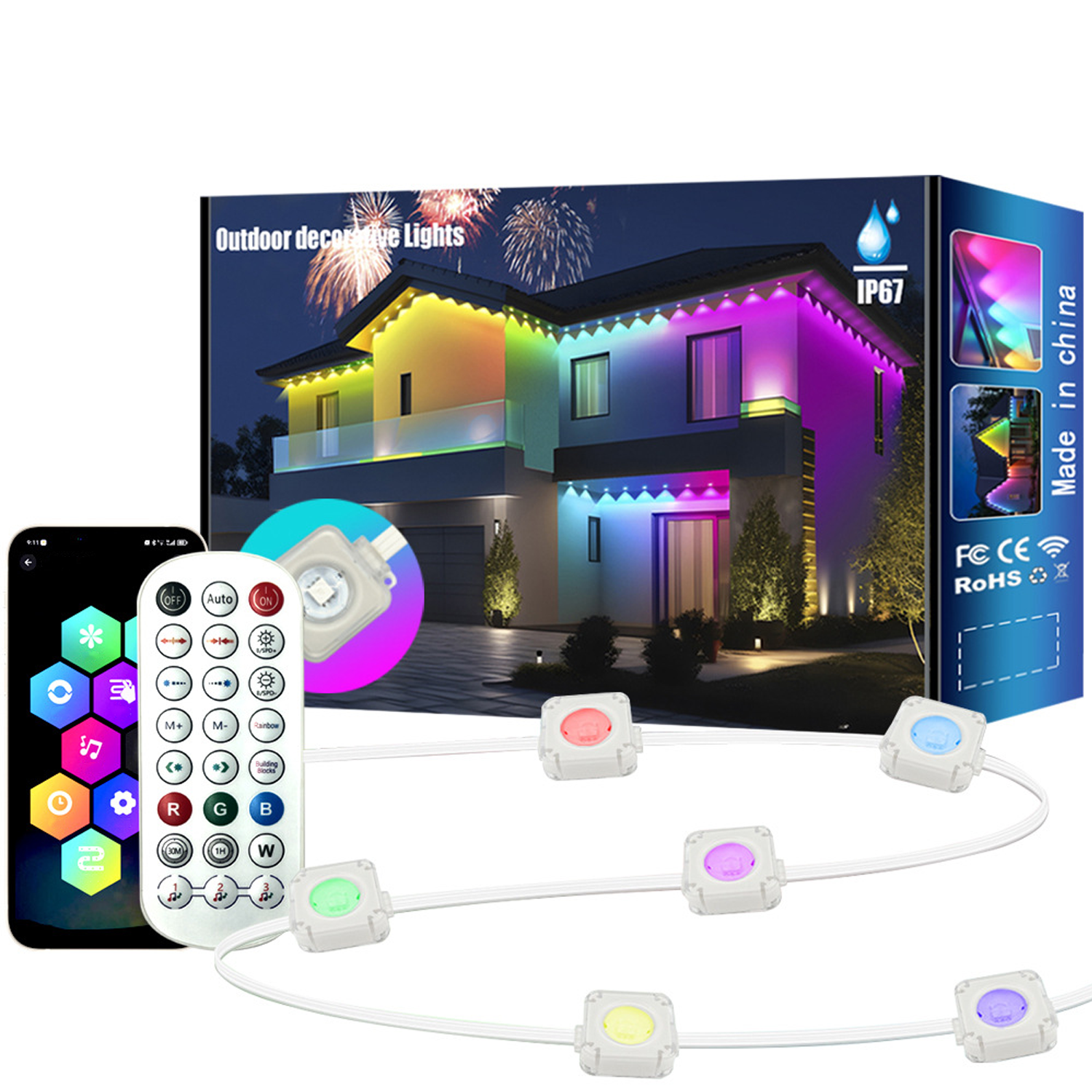 Permanent Outdoor Lights Pro, 100ft with 60 RGBIC LED Lights for Daily ...