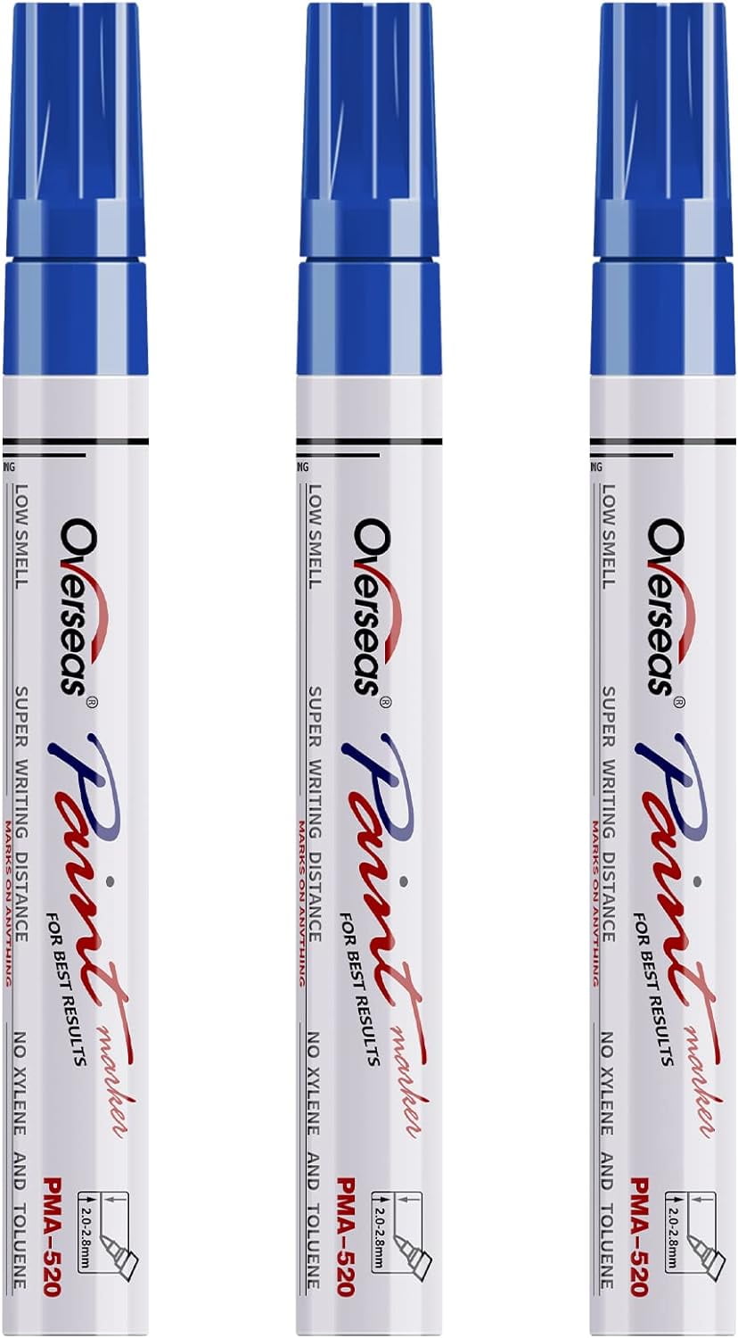 Permanent Paint Markers Pens - 3 Pack Blue Oil Based Paint Pens, Medium ...