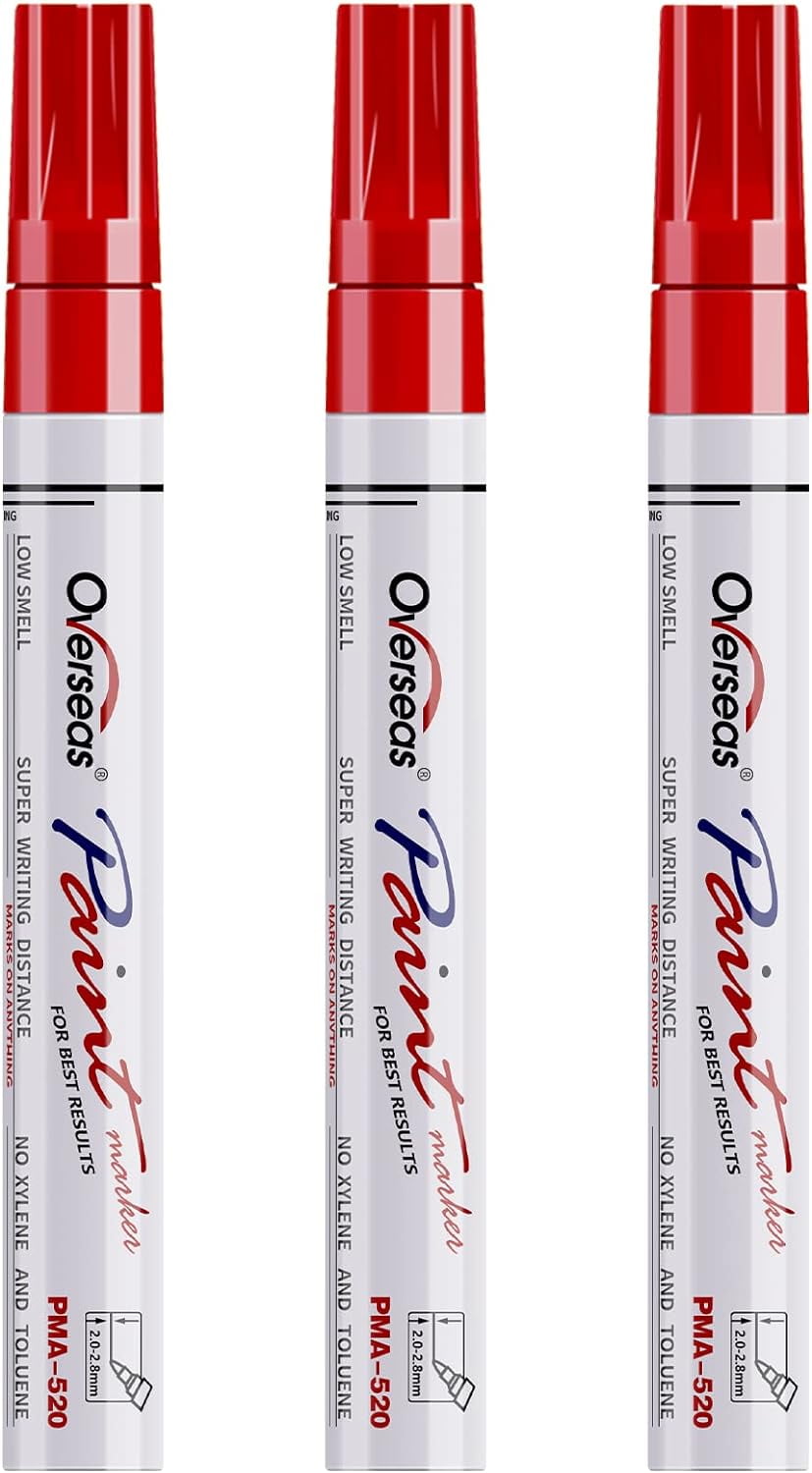 Overseas Permanent Paint Markers, Red Oil-Based Durable Pens for Metal ...