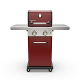 Permasteel 2-Burner Compact Propane Gas Grill with Foldable Sides, Red ...