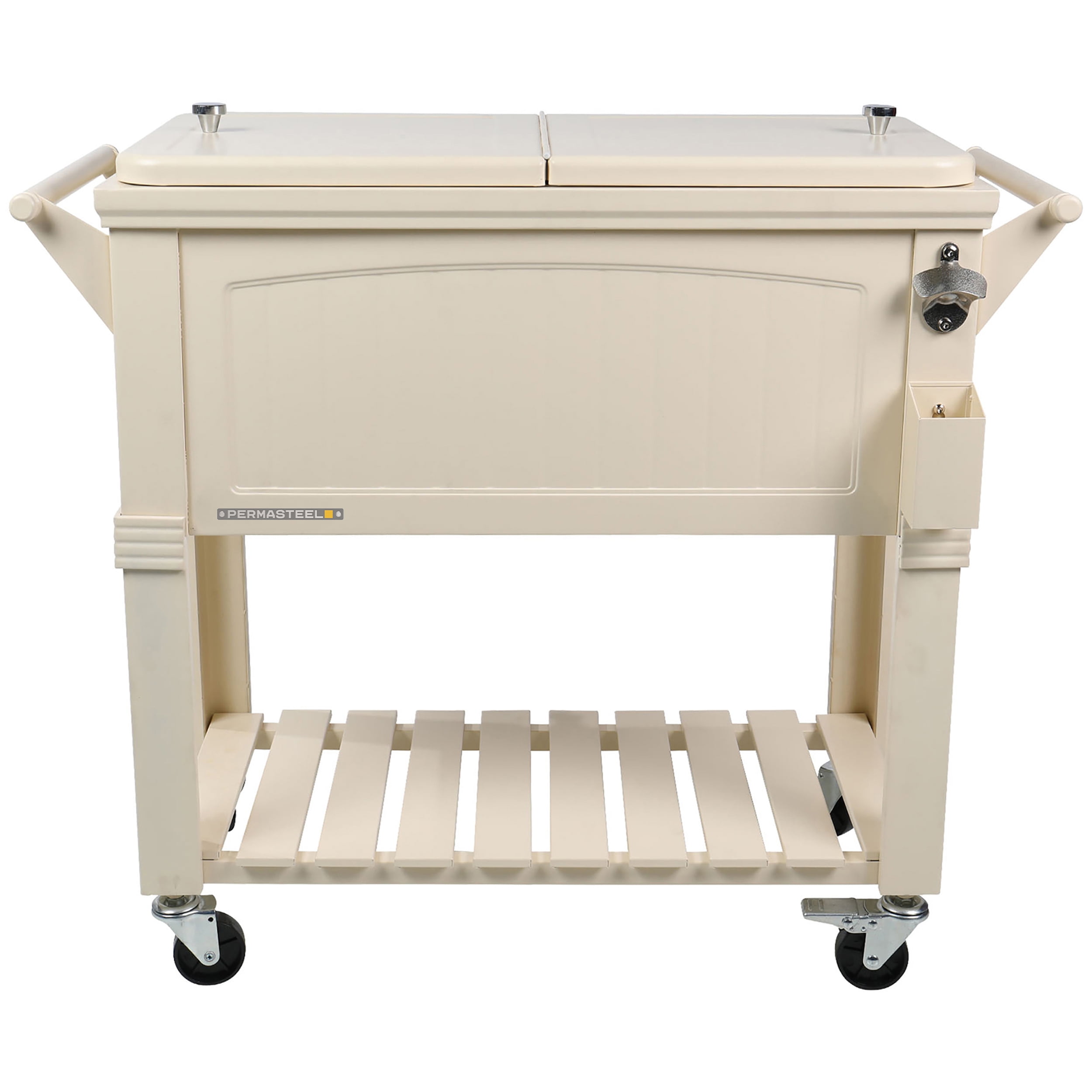 Permasteel 80-Qt Antique Outdoor Steel Patio Cooler on Wheels, Rolling ...