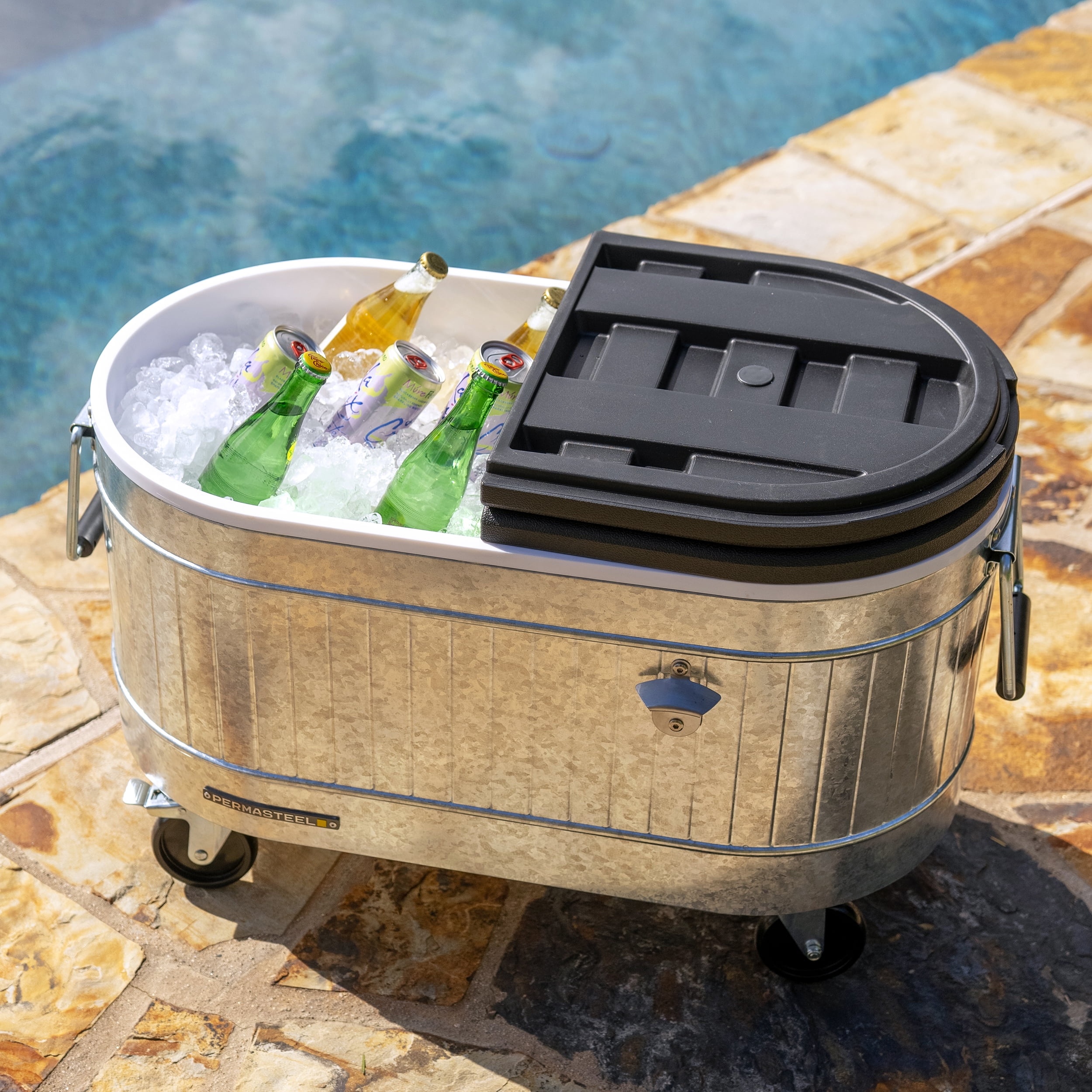 Permasteel 80-Qt Galvanized Steel Rolling Cooler with Wheels - Walmart.com