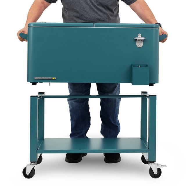 Permasteel 80-Qt Outdoor Steel Patio Cooler with Removable Basin ...
