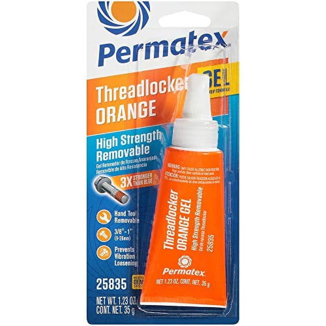 Permatex 25835 High Strength Removable Orange Gel ThreadLocker 35g ...