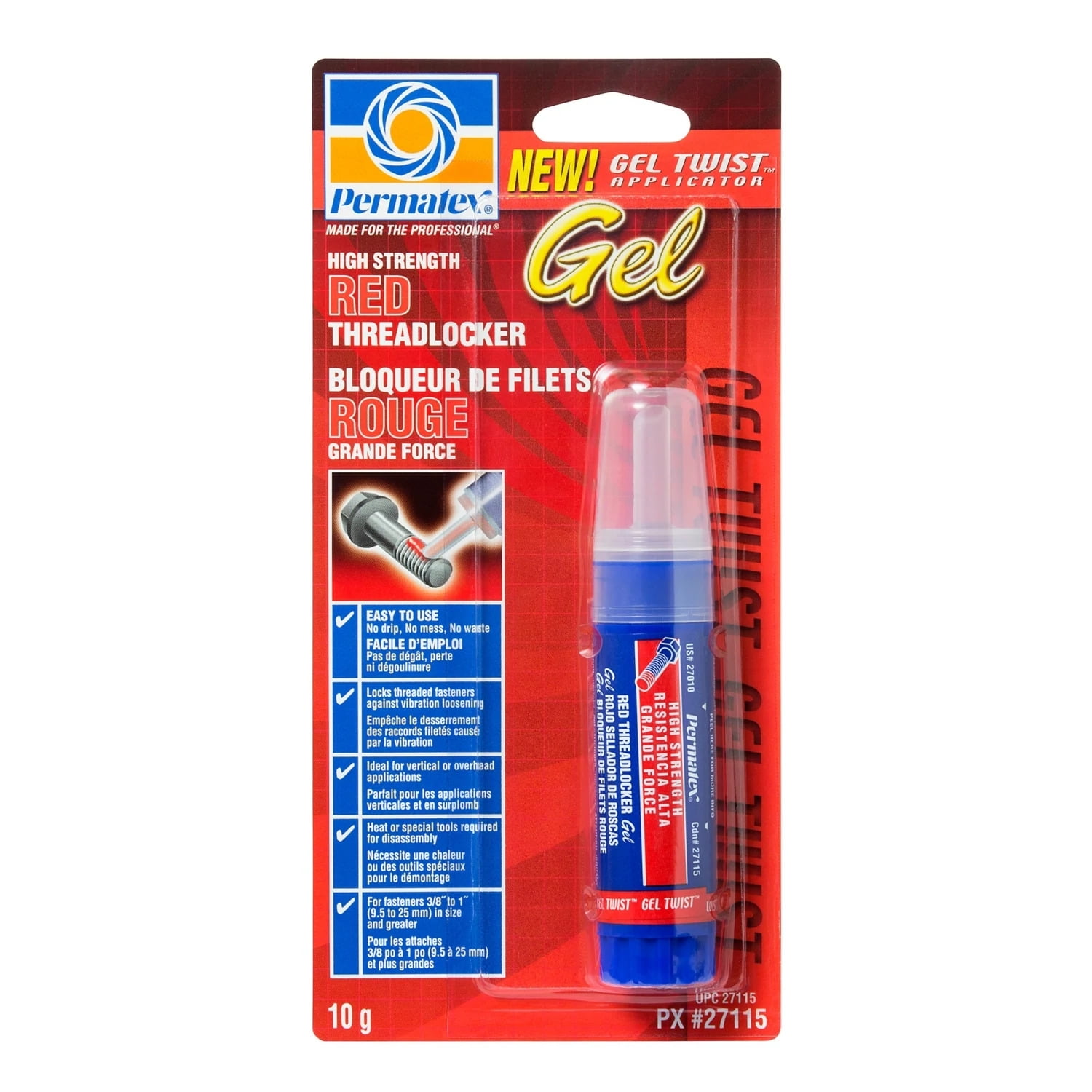 Permatex 27010-6PK High Strength Threadlocker Red Gel Twist, 10 g ...