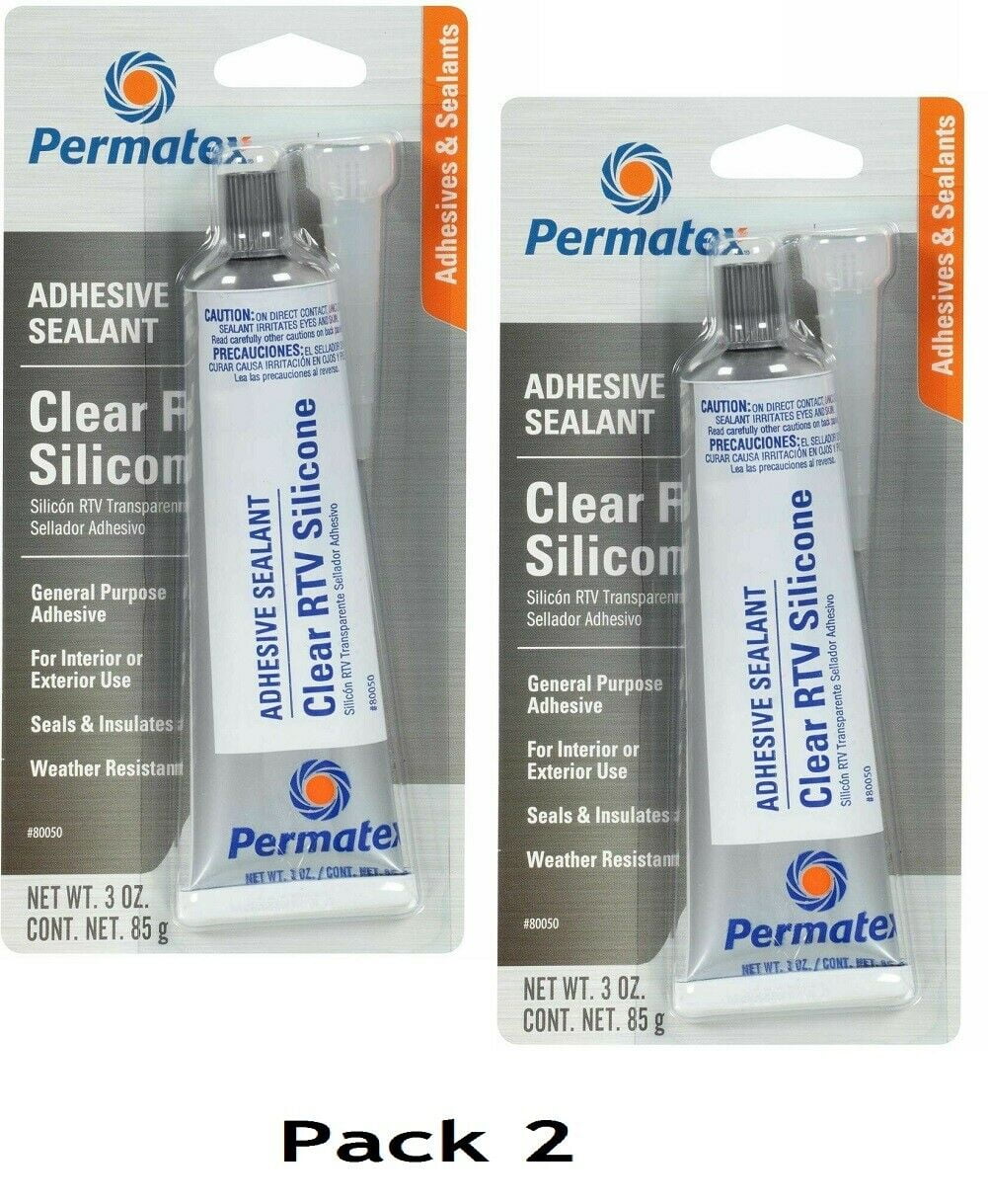 Permatex 80050 Clear RTV Silicone Adhesive Sealant 3oz New Tube Design ...
