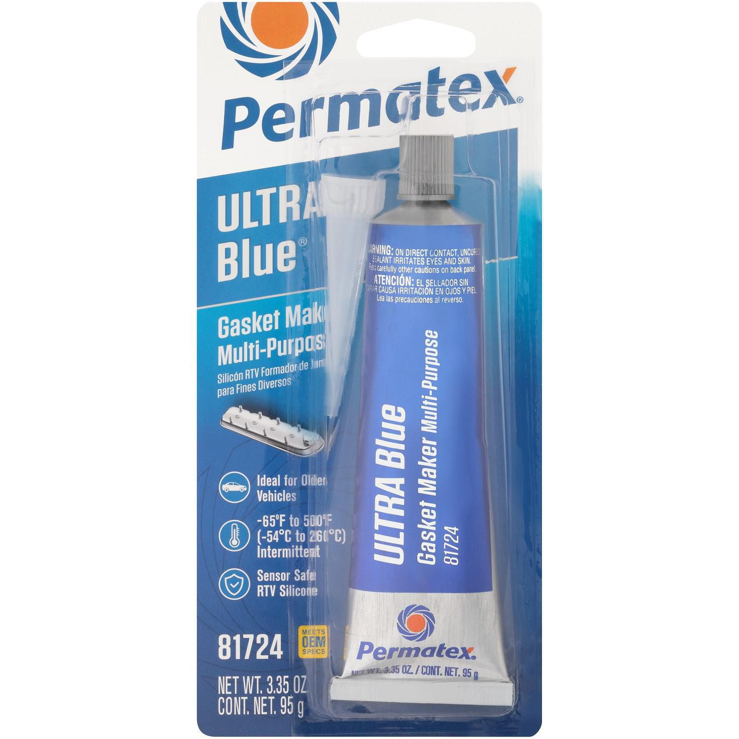 Permatex 81724 Ultra Blue Multipurpose RTV Silicone Gasket Maker - 3.35 oz Tube (77B) (1 ...