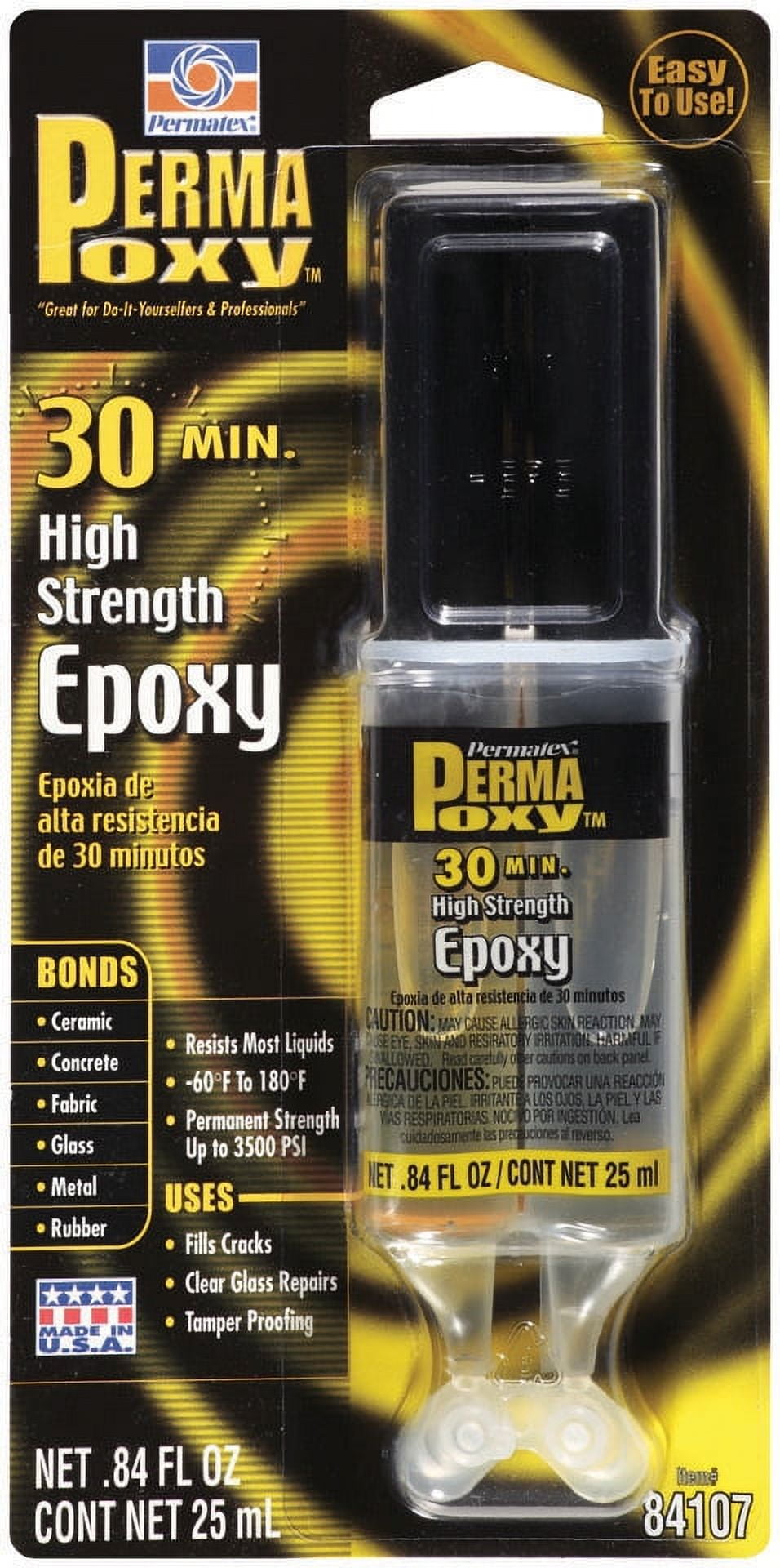 Permatex 84107 High-Strength Epoxy, Amber, 0.84 oz Syringe - Walmart.com