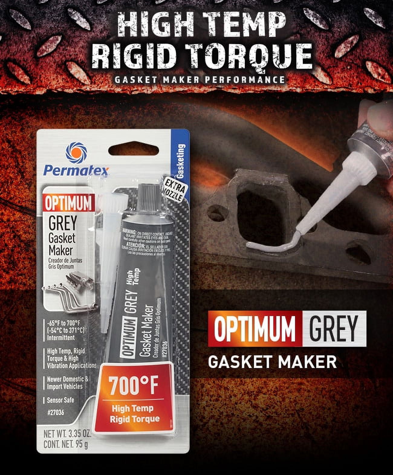 Permatex Optimum Grey RTV Silicone Gasket Maker 3.35 oz, 1 Pack - 27036 ...