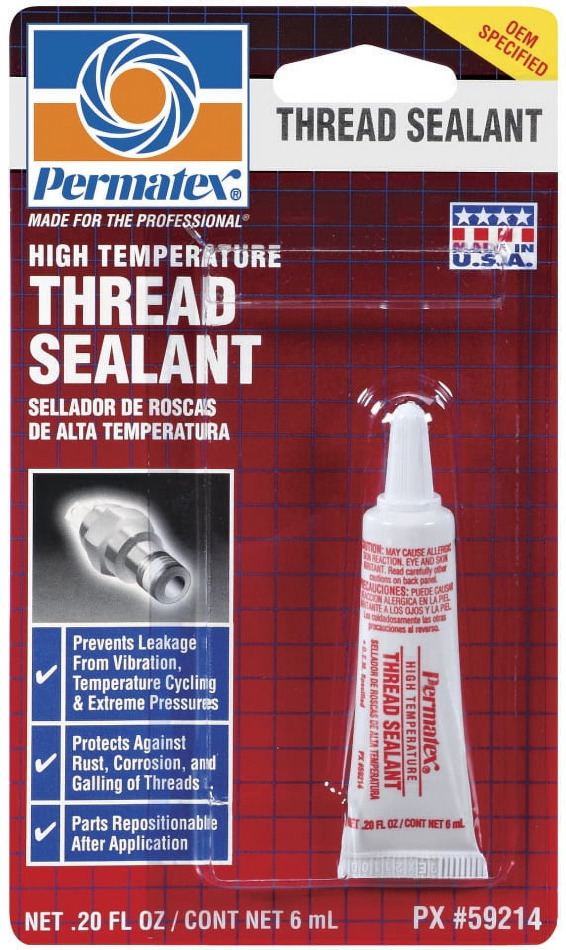 Permatex® 59214 High Temperature Thread Sealant 0.20 fl. oz. Carded ...