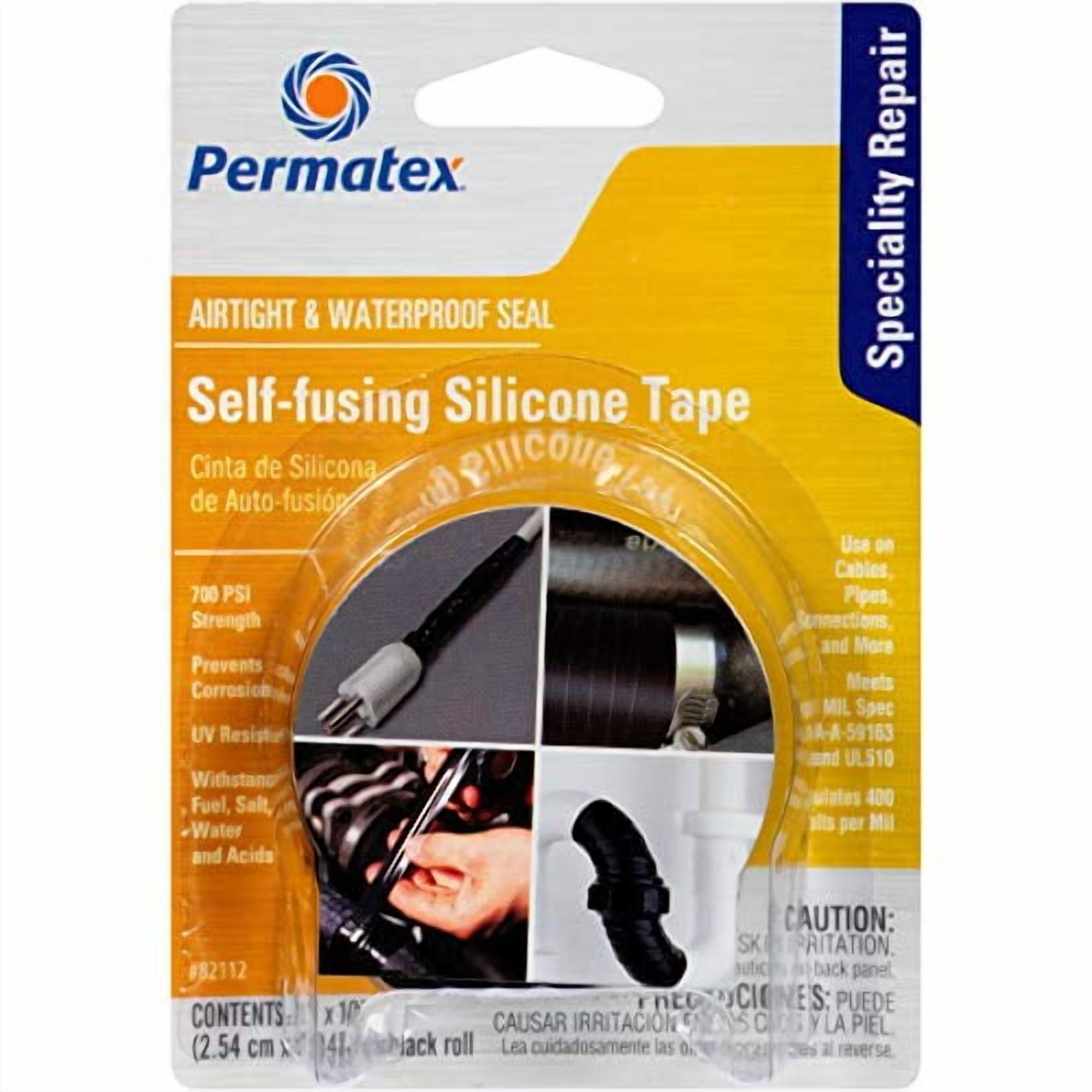 Permatex Self-Fing Silicone Tape, Black, 1" x 10" - Walmart.com