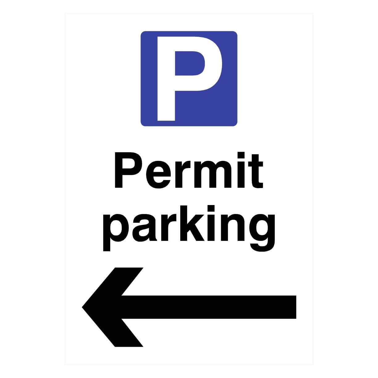 Permit Parking Left Arrow P Sign Parking Signs & Permits Metal Sign ...