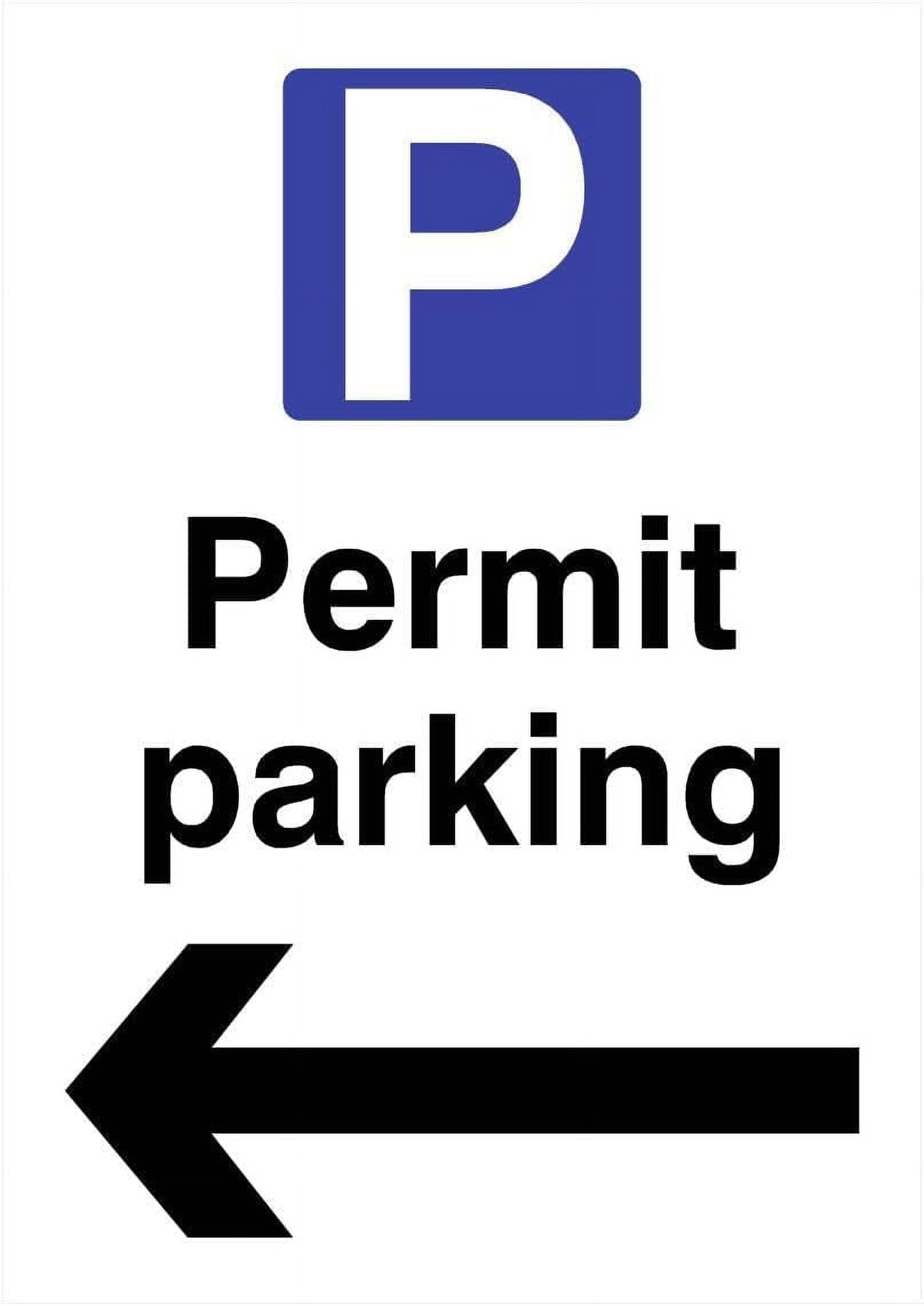 Permit Parking Left Arrow P Sign Parking Signs & Permits Metal Sign Tin ...