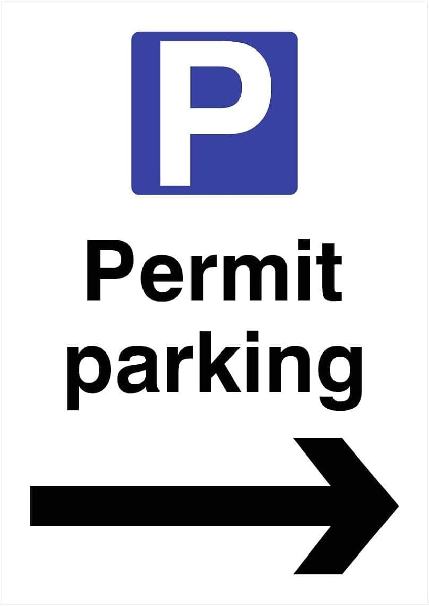 Permit Parking Right Arrow P Sign Parking Signs & Permits Metal Sign ...