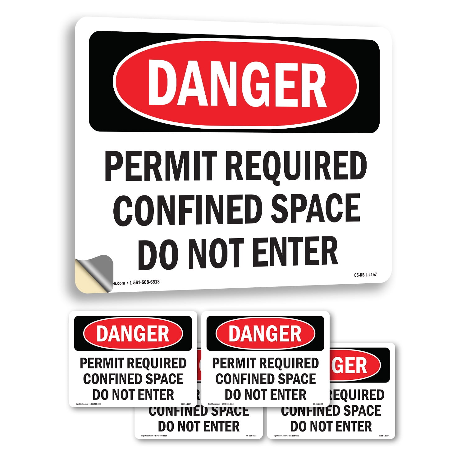 Permit Required Confined Space Do Not Enter OSHA Danger Vinyl Decal ...