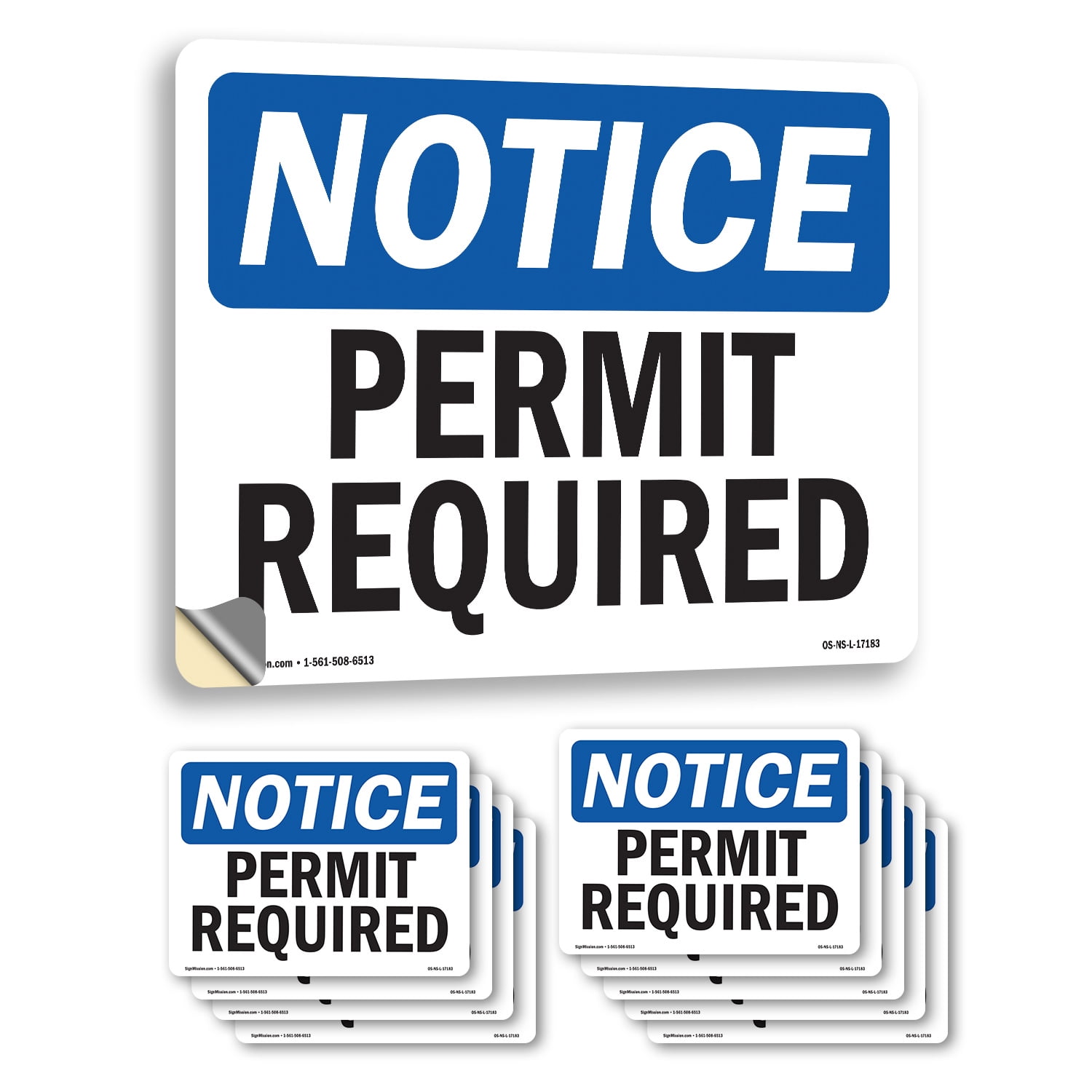 Permit Required OSHA Notice Vinyl Decal Label 18 Inch x 12 Inch - 10 ...