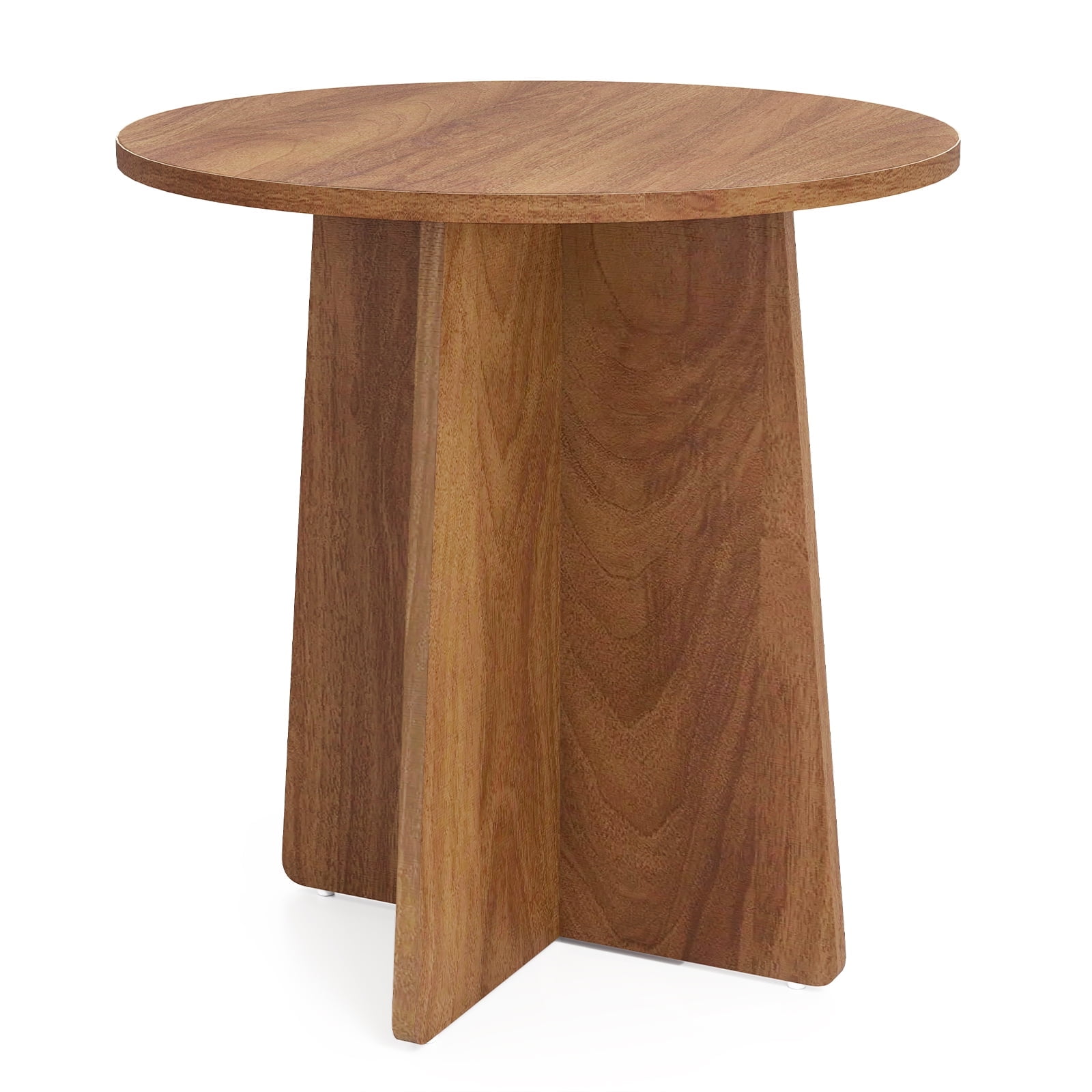 Permory Round End Table Made by Mortise-Tenon Craftsmanship，Rustic ...