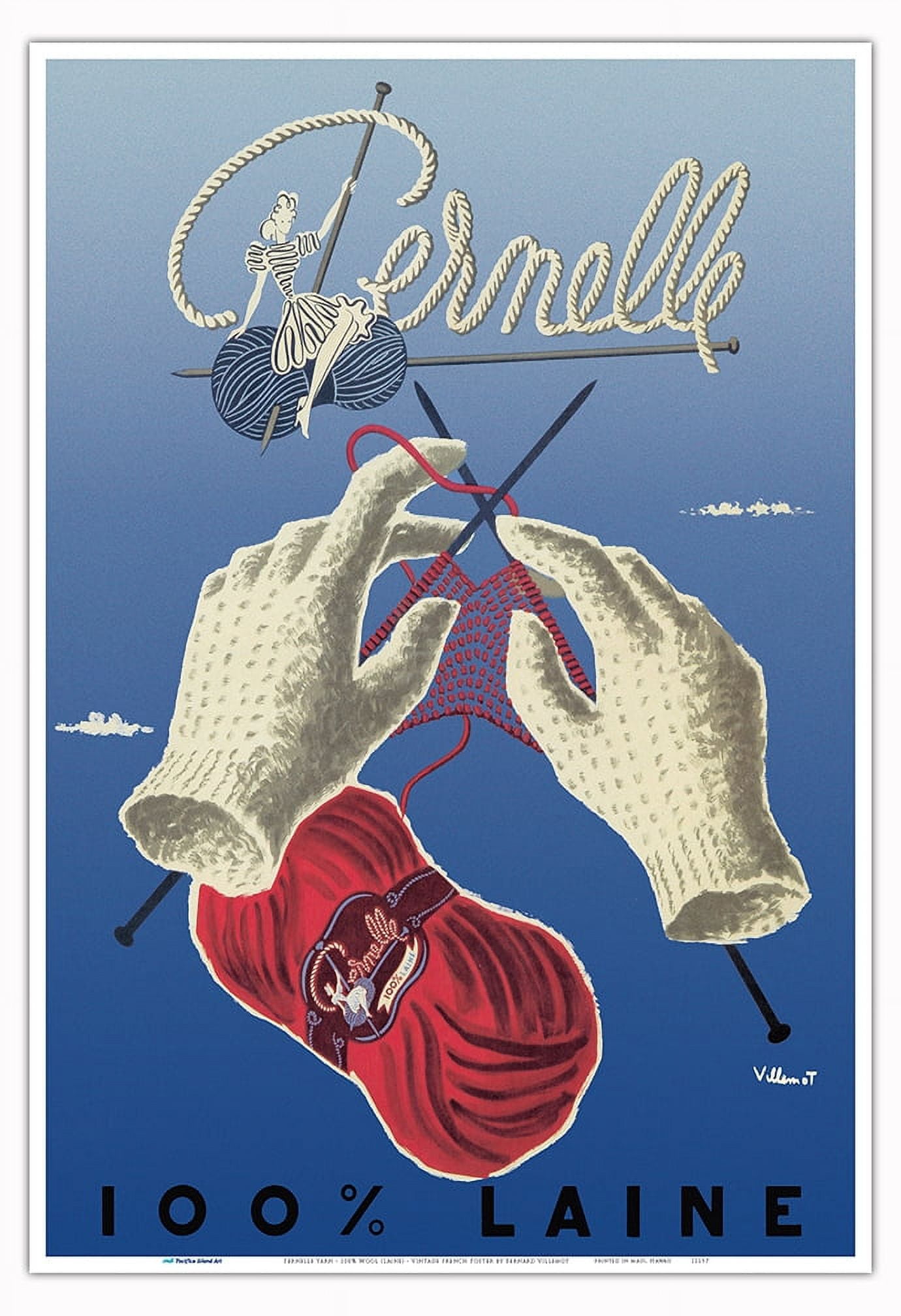Pernelle Yarn - 100% Wool (Laine) - Vintage French Advertising Poster ...