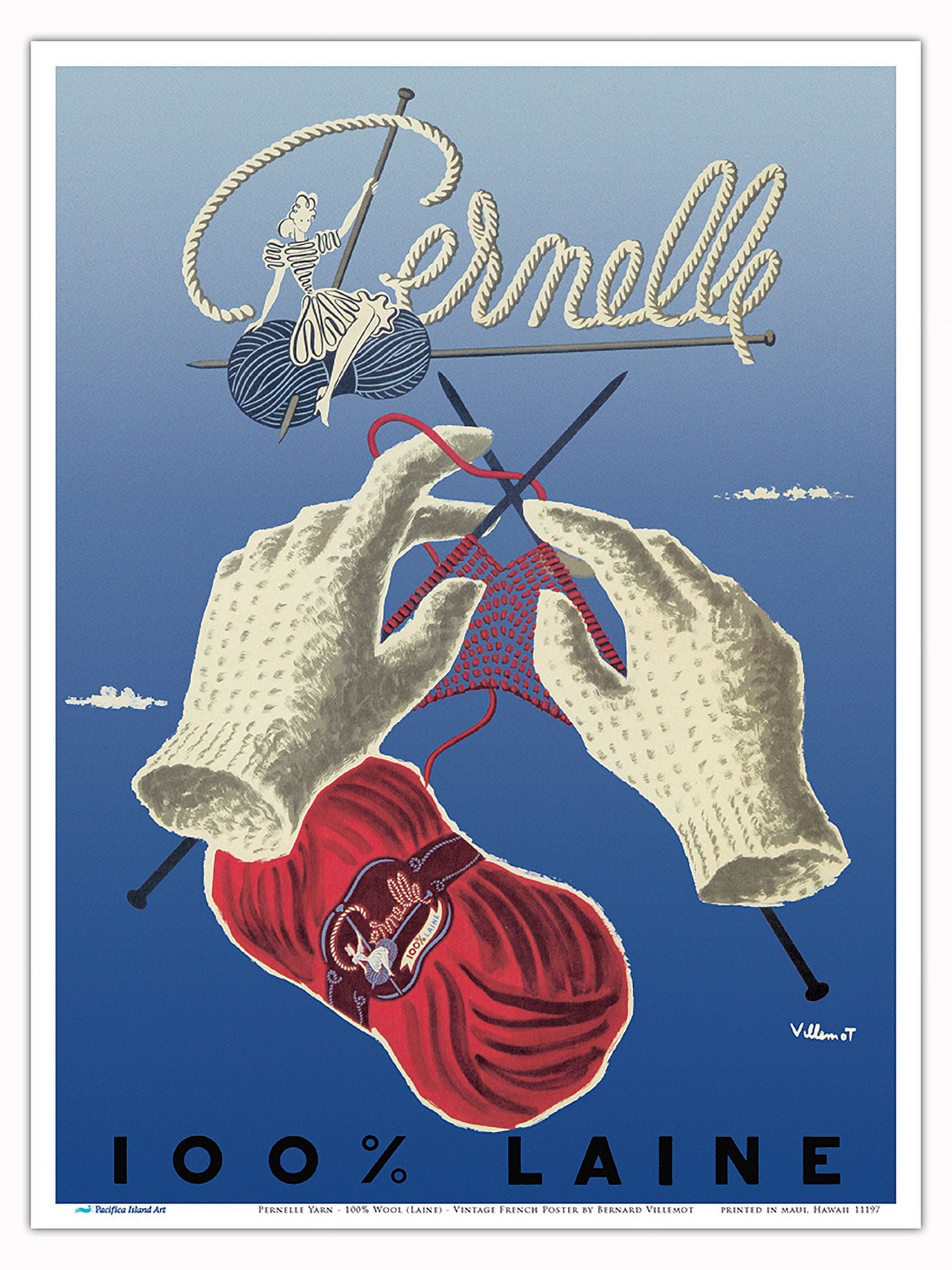 Pernelle Yarn - 100% Wool (Laine) - Vintage French Advertising Poster ...