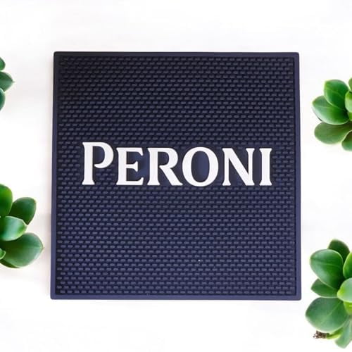 Peroni Bar Service Mat, Square Rubber Bar Mat, Navy Blue with White ...