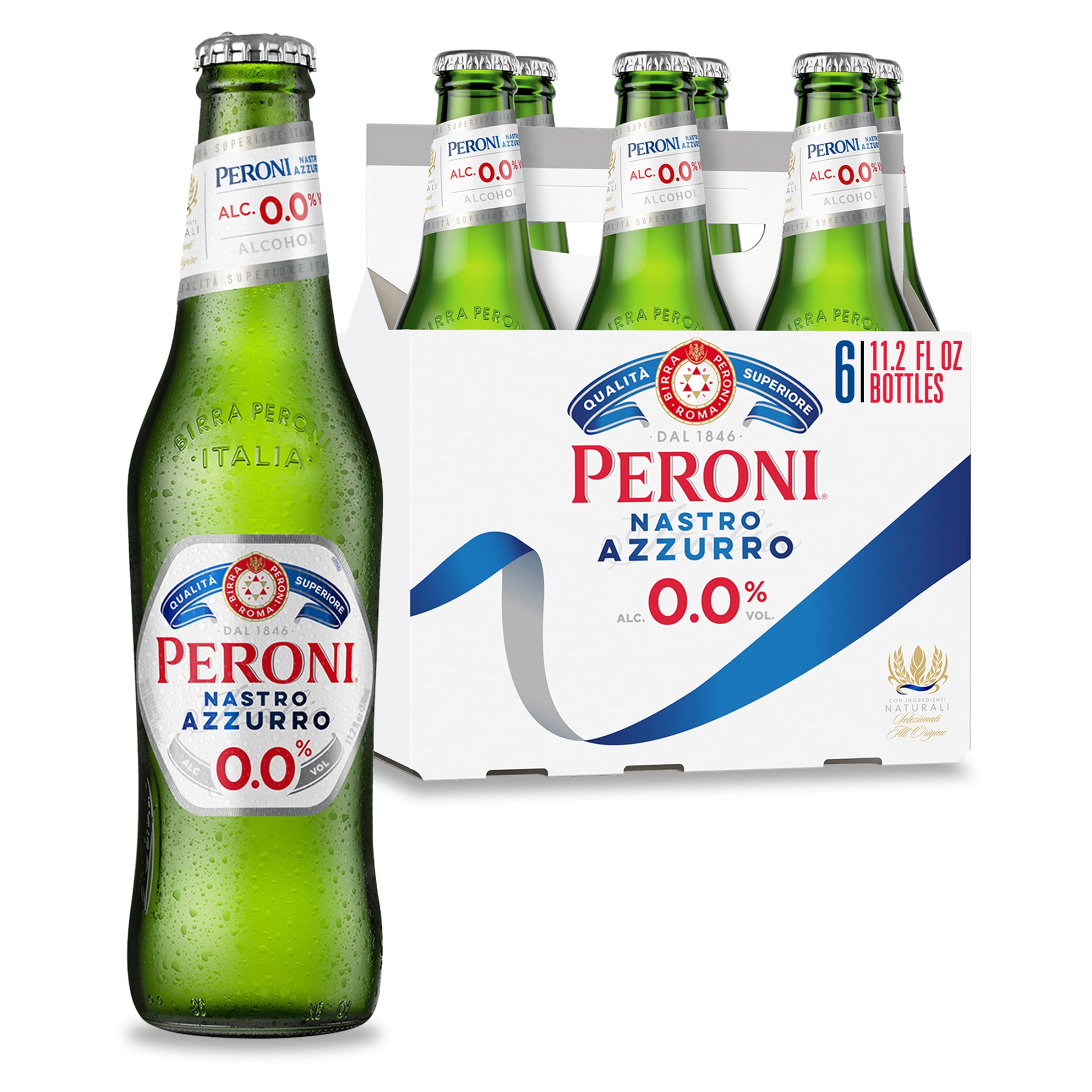 Peroni Nastro Azzurro 0.0 , 6 Pack, 330 ML Glass Bottles, 0% ABV ...
