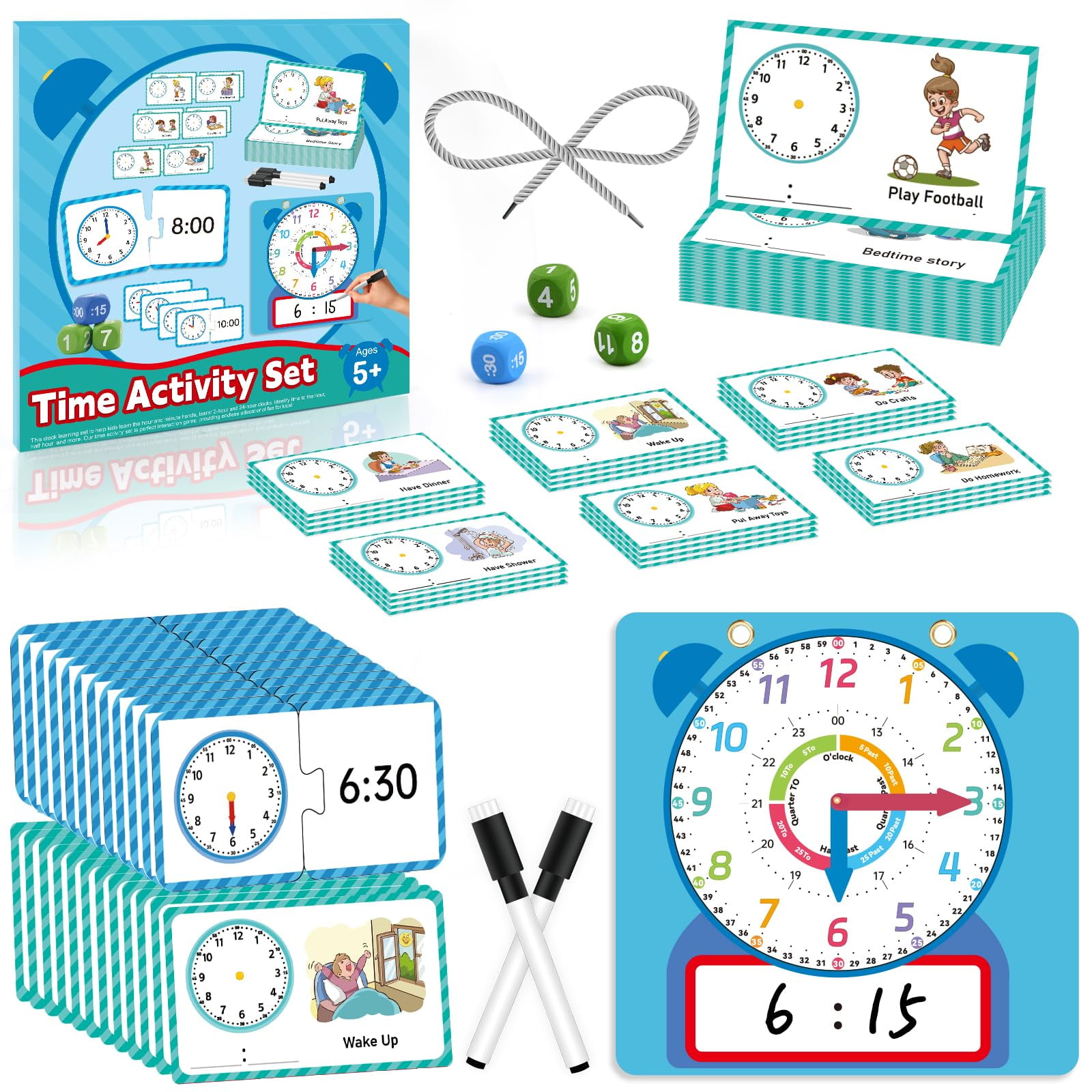 Perpetily Clock for Kids MMF7 Learning to Tell Time Analog Magnetic ...