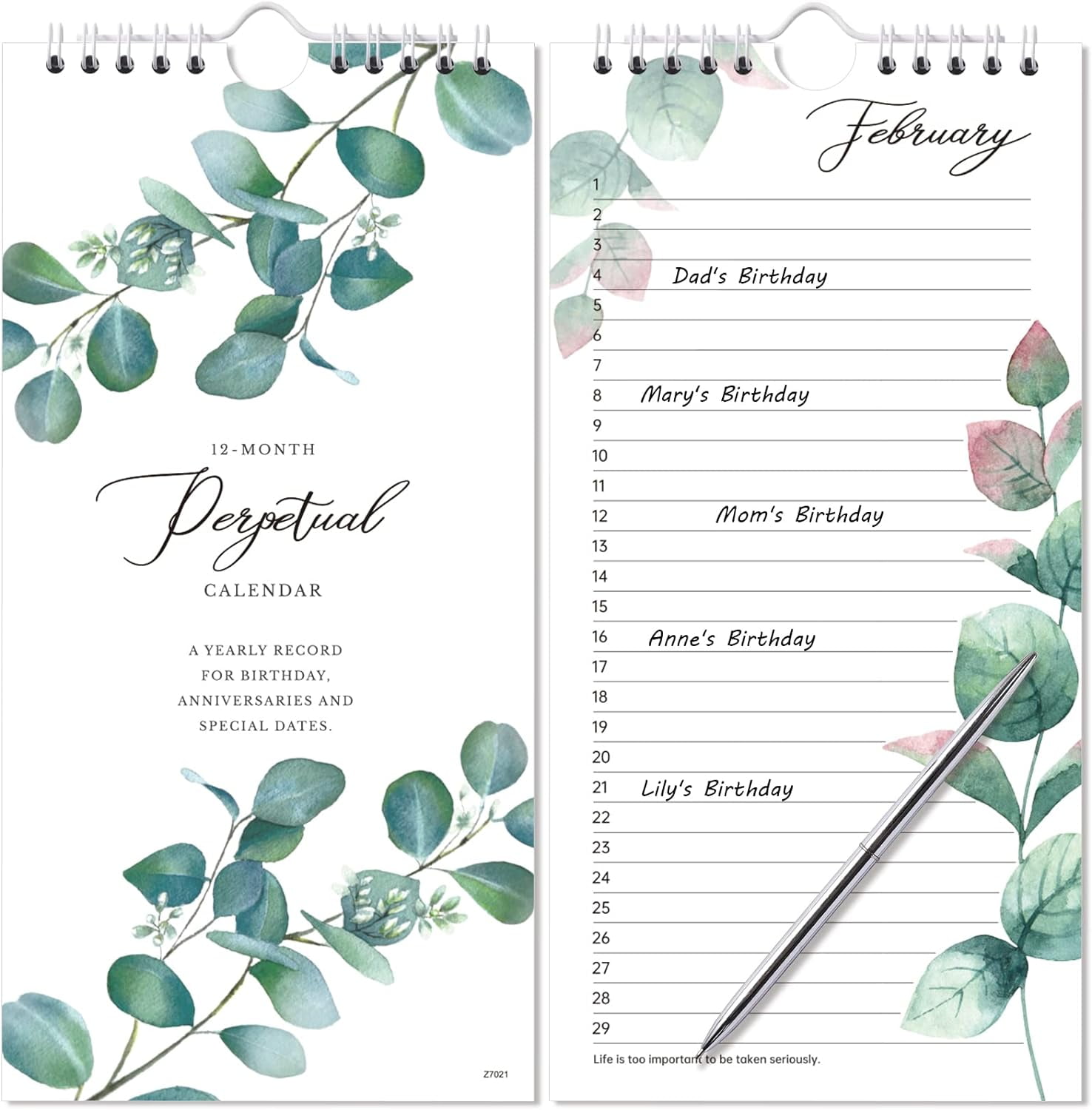 Perpetual Calendar - 12-Month Undated Calendar from Jan. to Dec., 5 ...