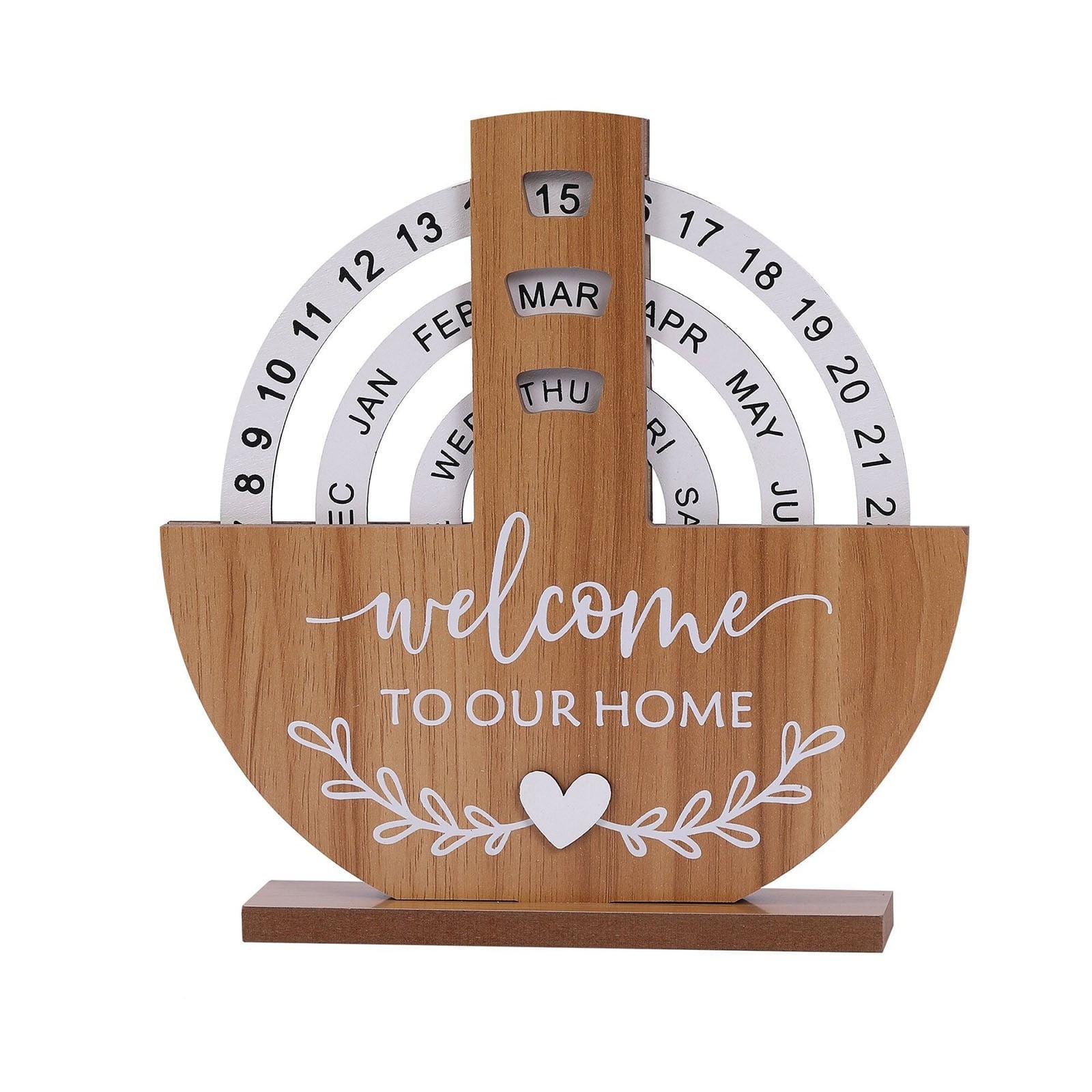 Perpetual Calendar, Desk Calendars Rotatable Wooden Disc Perpetual Desk ...