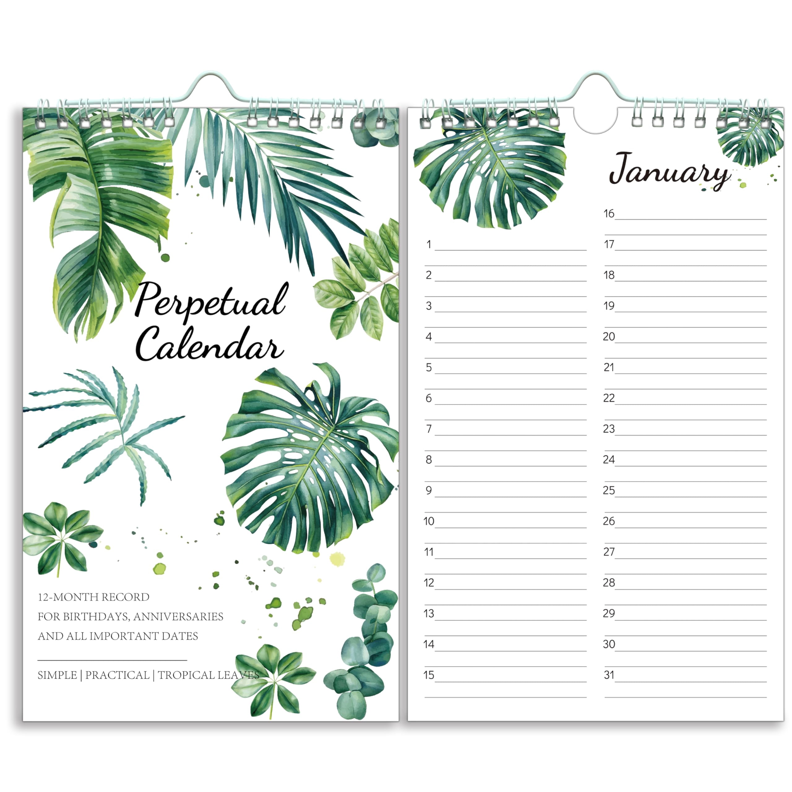 Perpetual Calendar - Undated Calendar 12-Month SMRfor Birthday ...