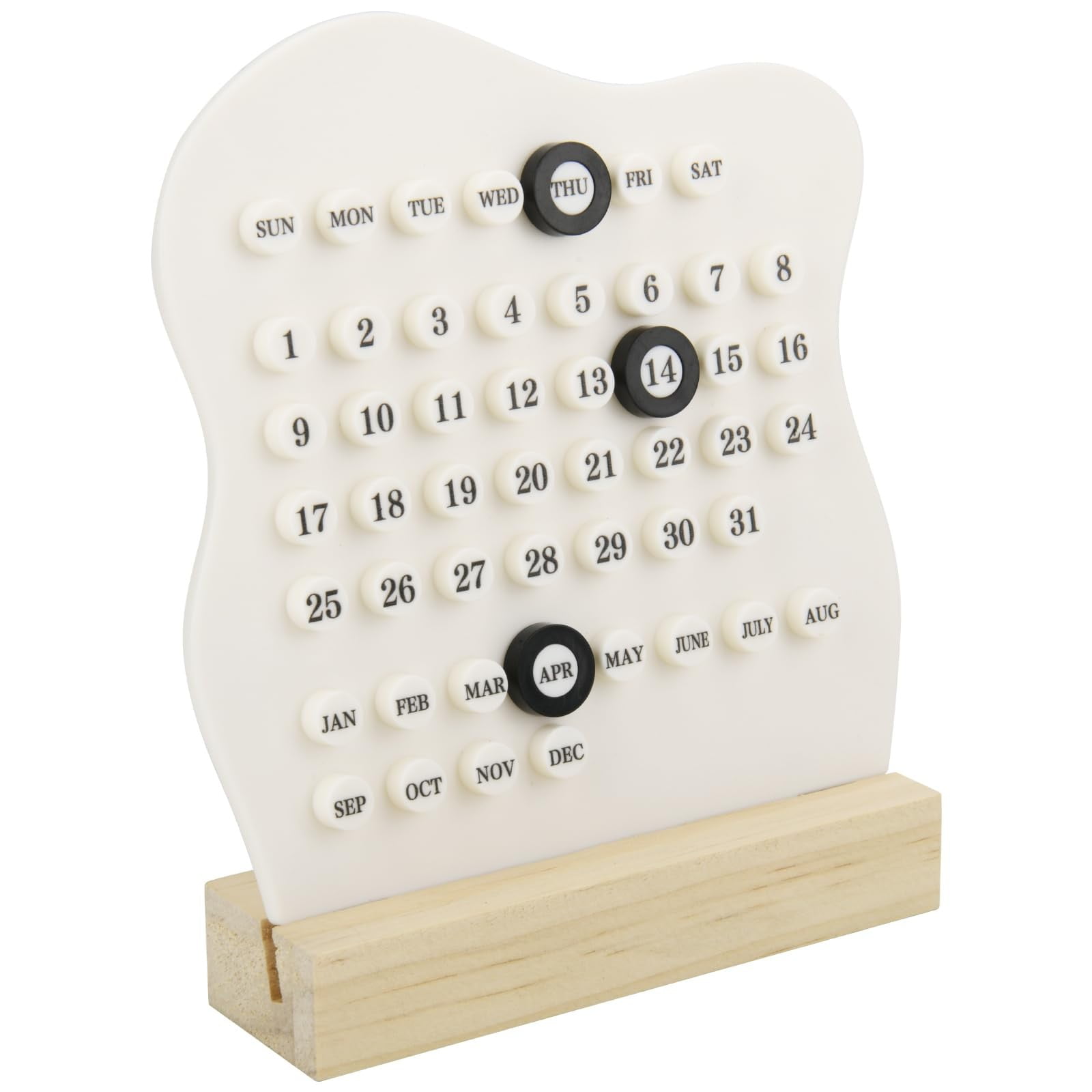Perpetual Wooden Desk Calendar, Reusable Black Board Calendar with ...