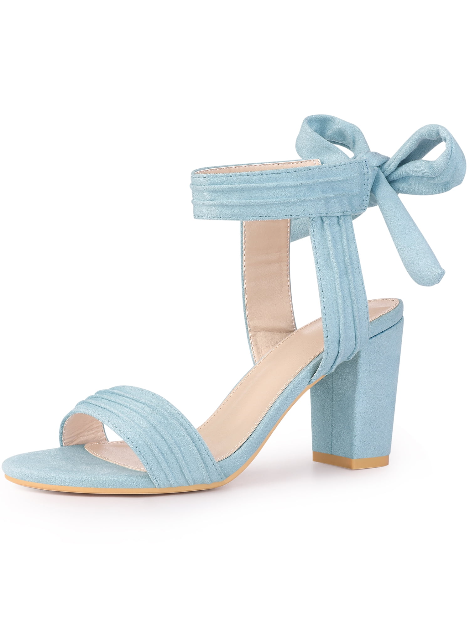 Perphy Back Ankle Tie Open Toe Chunky Heel Sandals for Women - Walmart.com