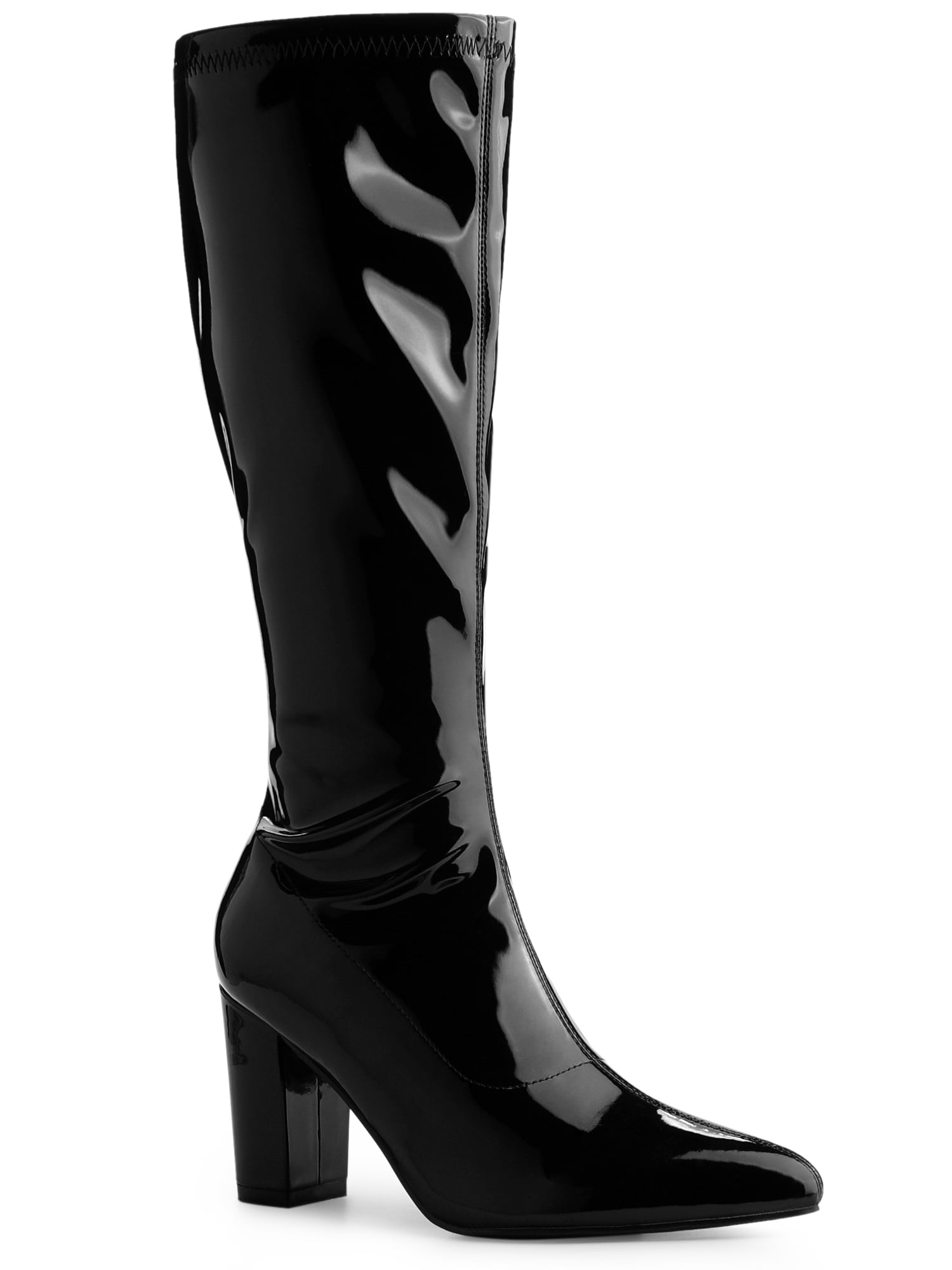 Perphy GoGo Boot Block Heels Knee High Boots for Women - Walmart.com