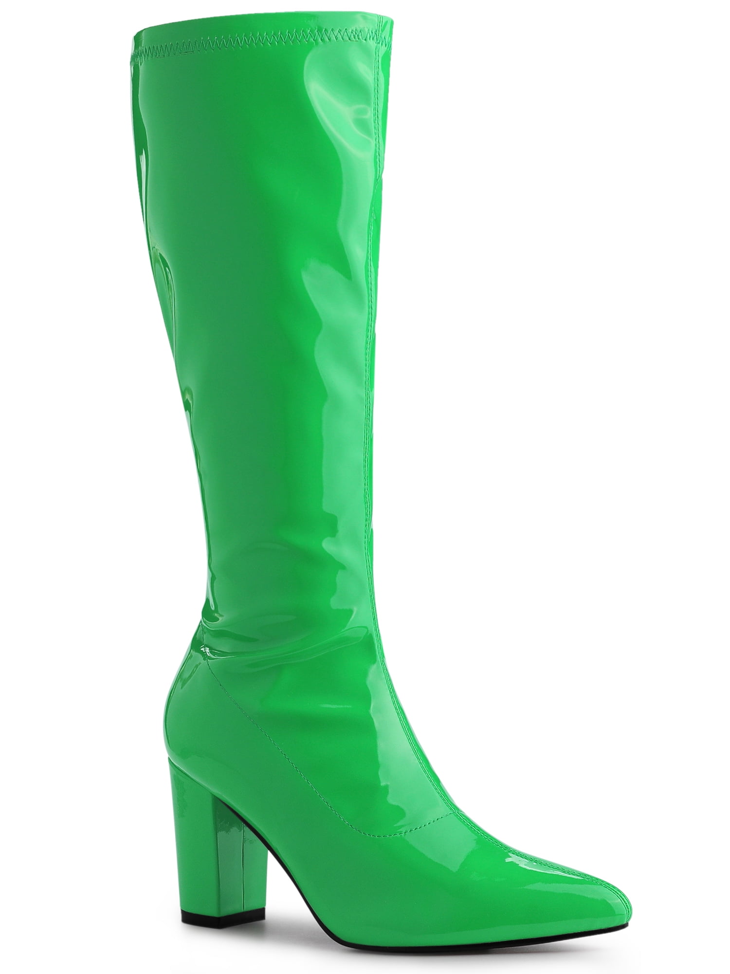 Perphy GoGo Boot Block Heels Knee High Boots for Women - Walmart.com