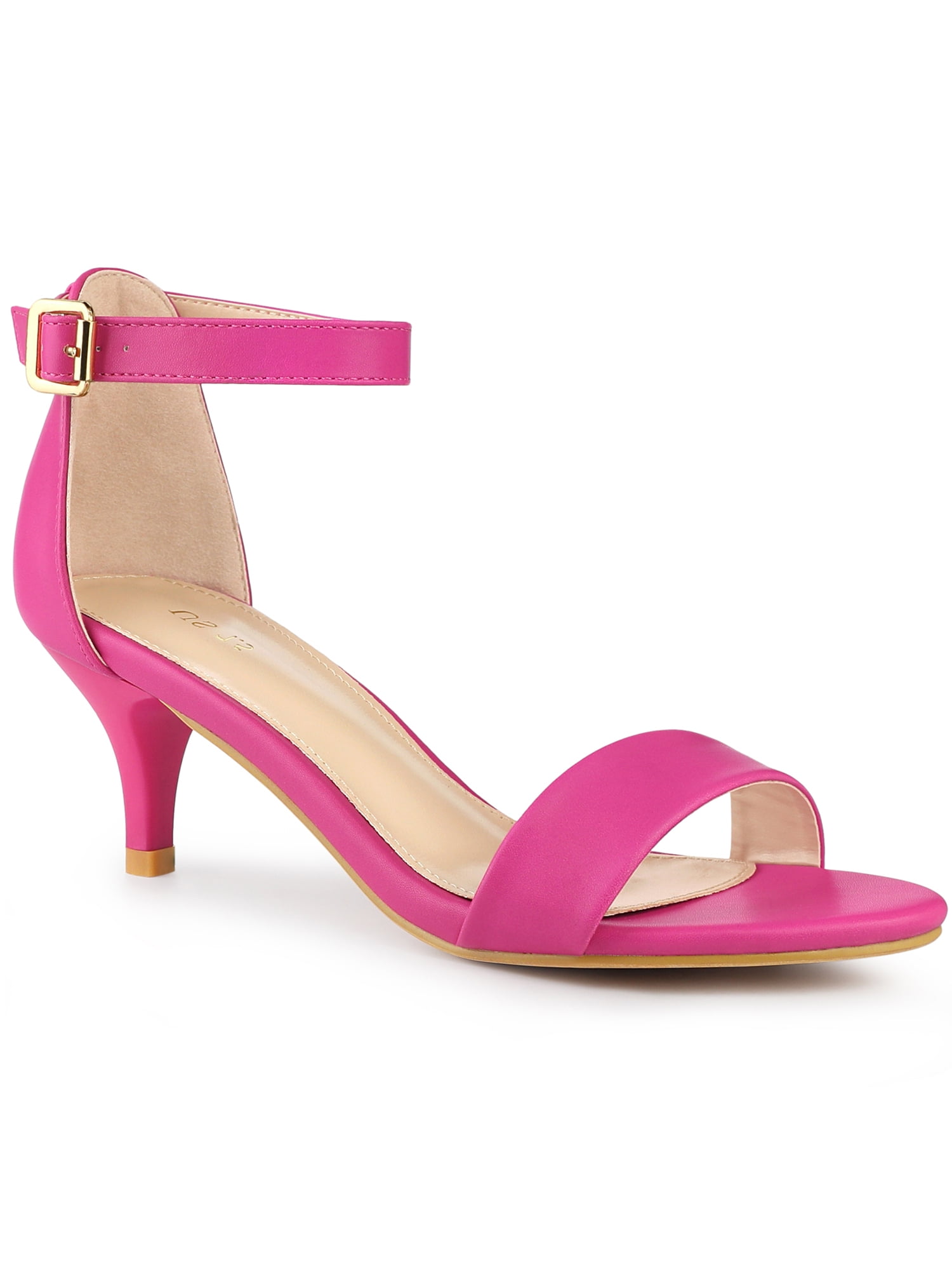 BLISSFUL STEP Open Toe Ankle Strap Kitten Heel Sandals for Women Hot ...