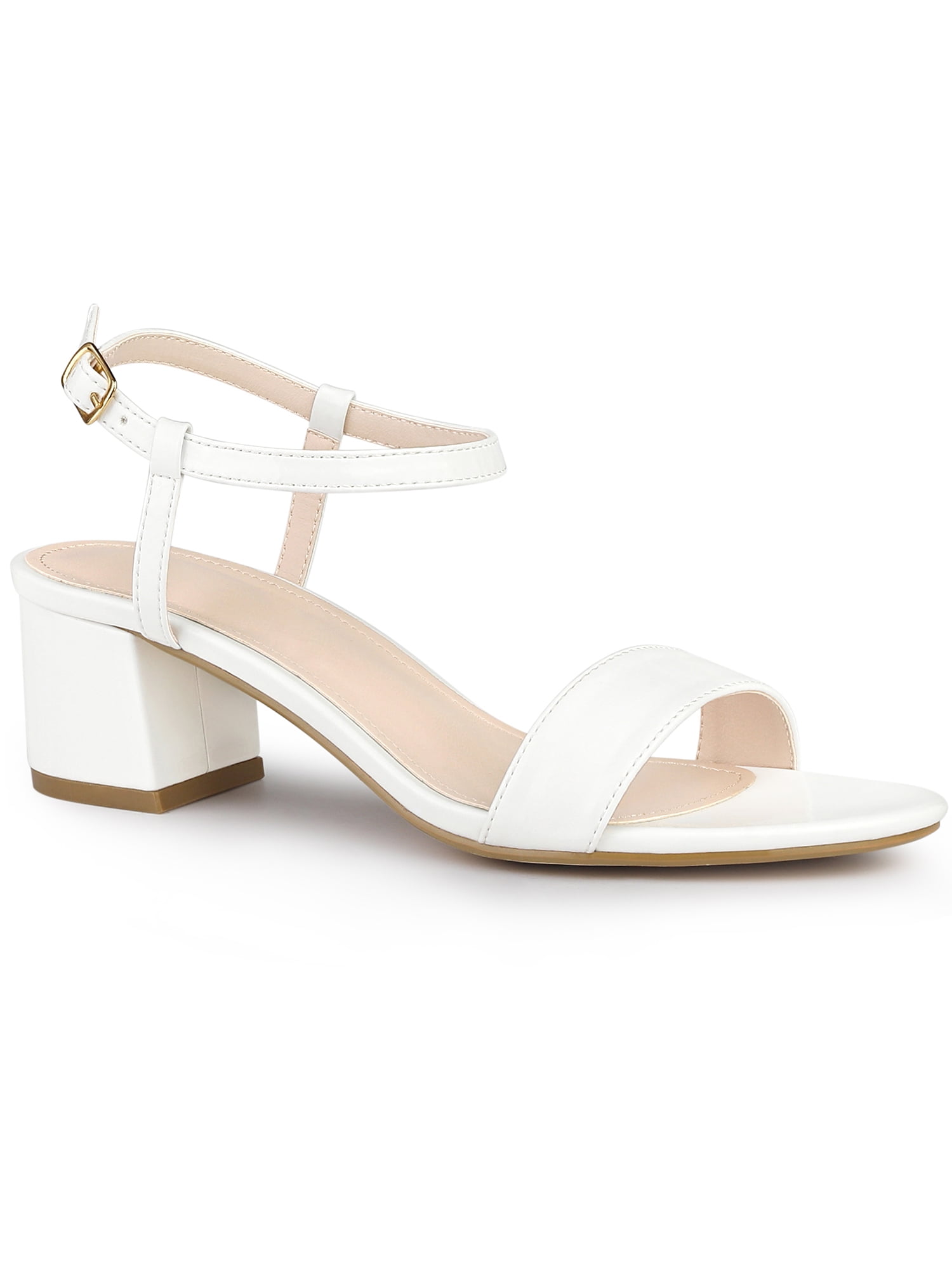 BLISSFUL STEP Open Toe Block Heel Ankle Strap Sandals for Women ...