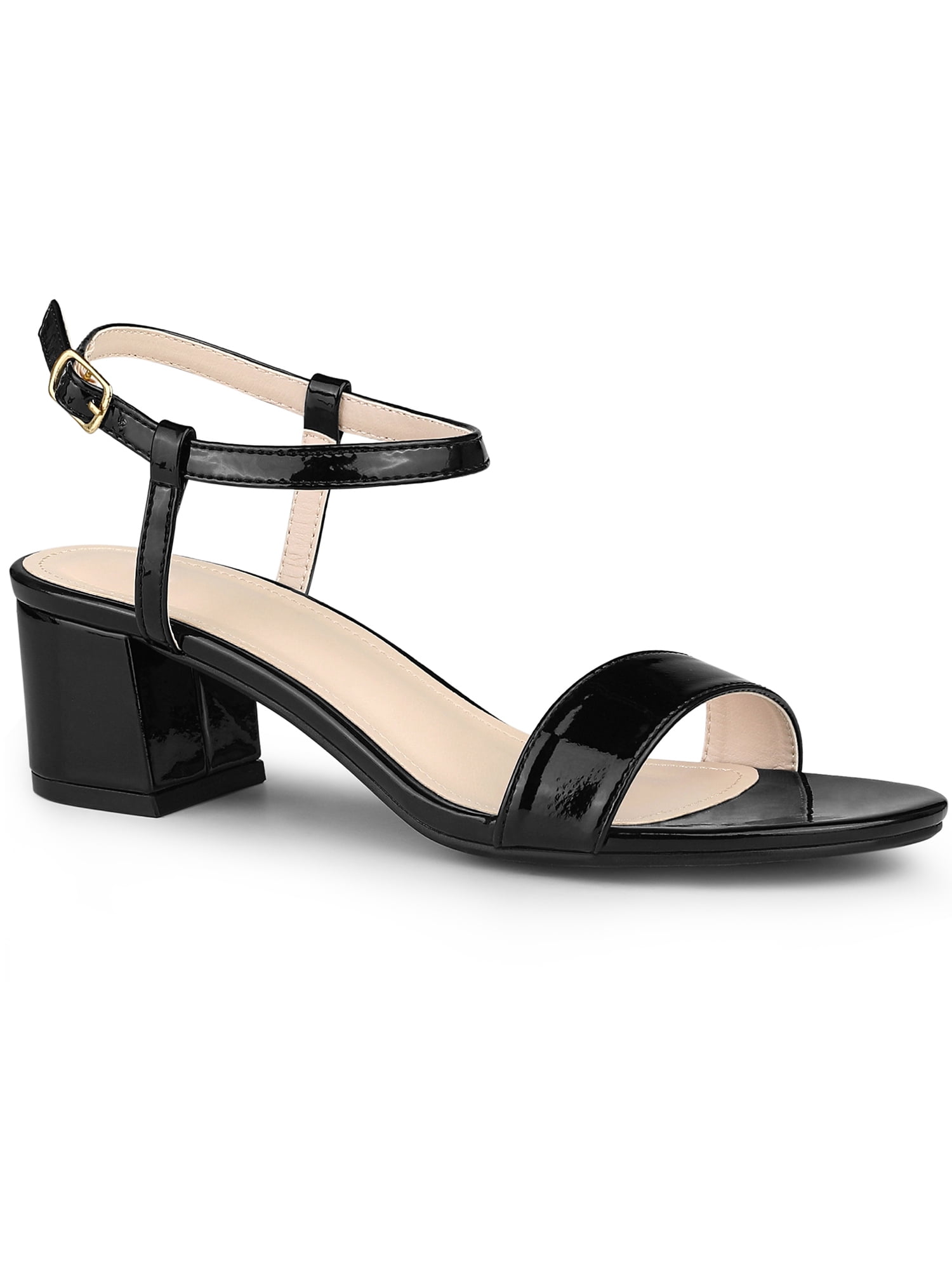 BLISSFUL STEP Open Toe Block Heel Ankle Strap Sandals for Women ...
