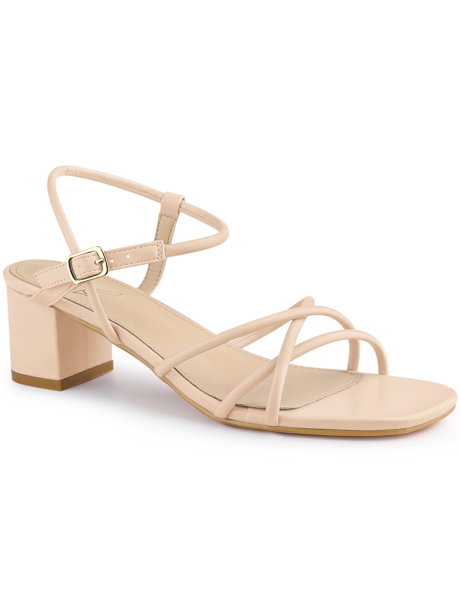 Perphy Open Toe Slingback Block Heel Sandals for Women Beige (Size 7.5 ...