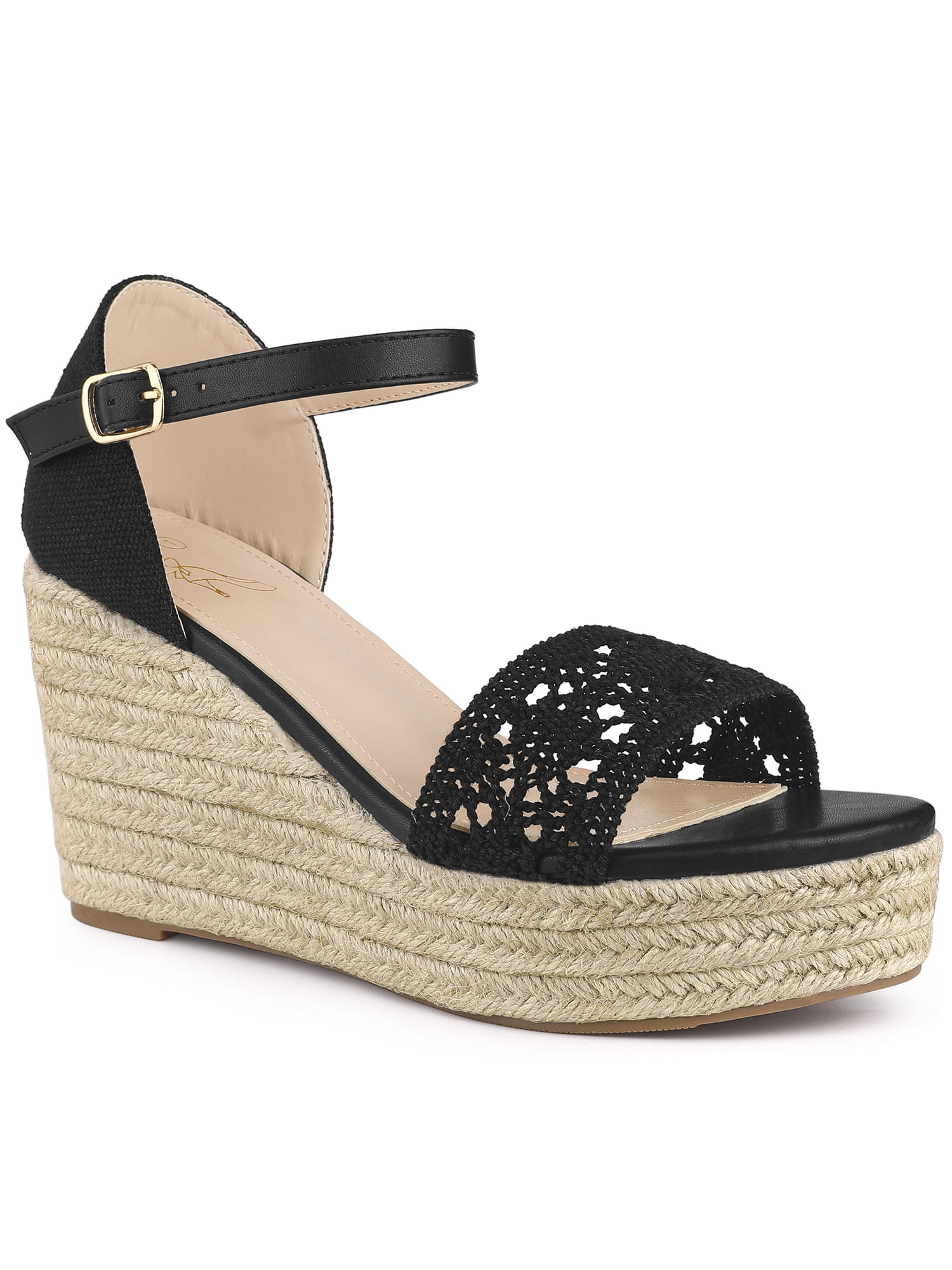 BLISSFUL STEP Platform Ankle Straps Espadrille Wedge Heel Sandals for ...