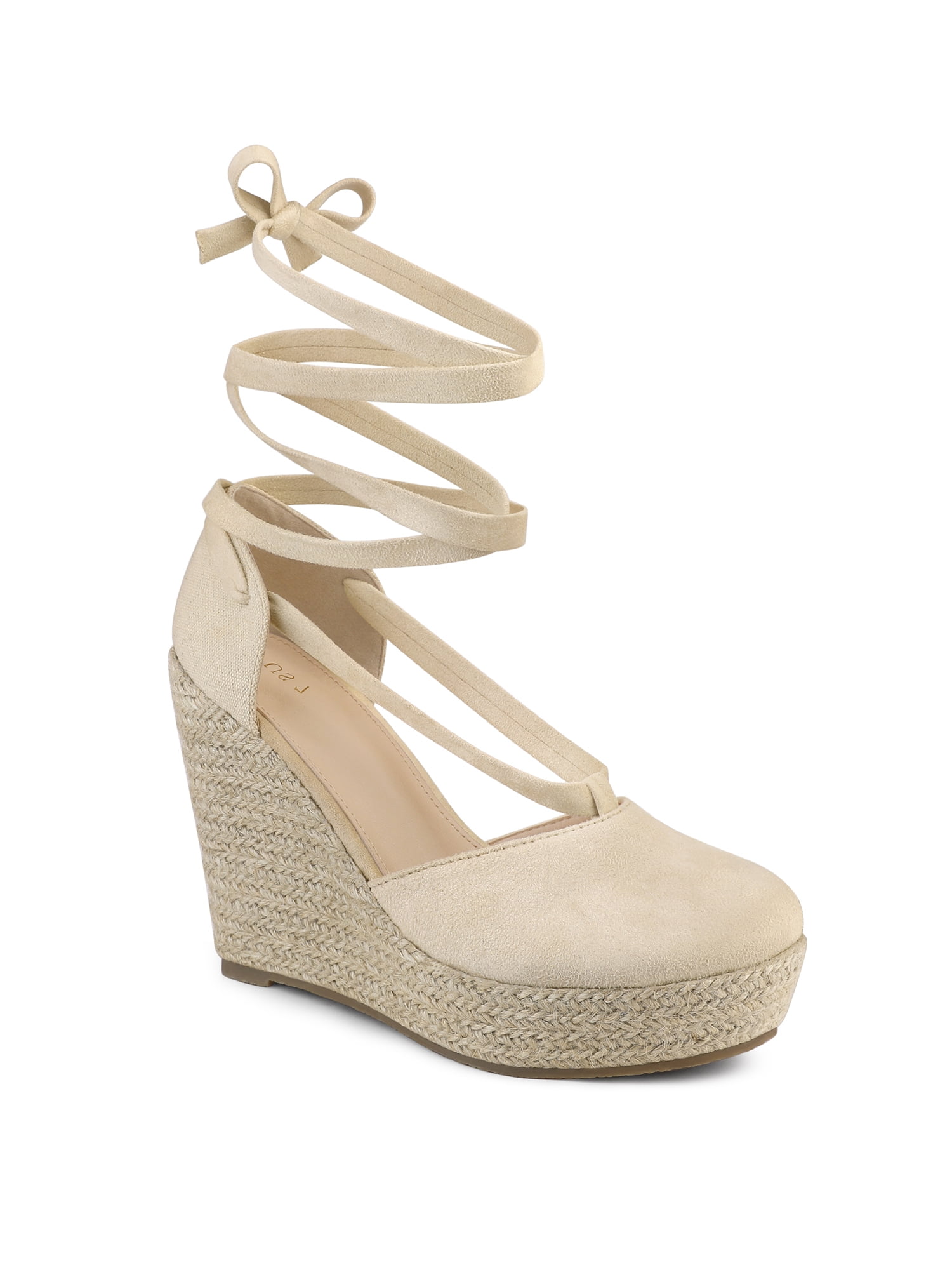 BLISSFUL STEP Platform Espadrille Sandal Lace Up Closed Toe Summer ...