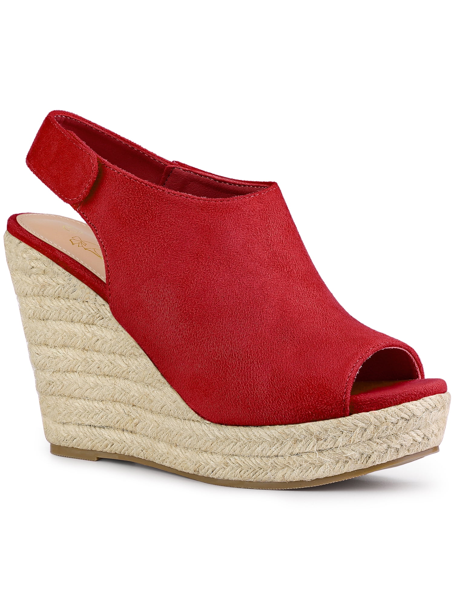 BLISSFUL STEP Women's Fashion Espadrille High Heel Open Toe Sandals Red ...