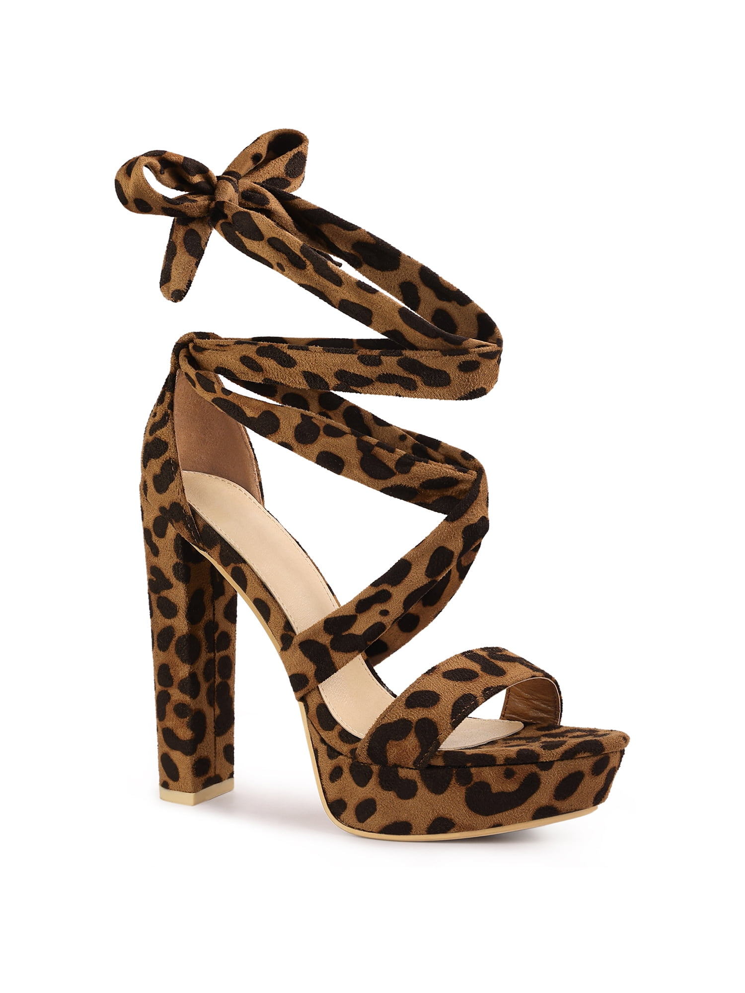 Perphy Platform Lace Up Block Heels Sandals for Women - Walmart.com