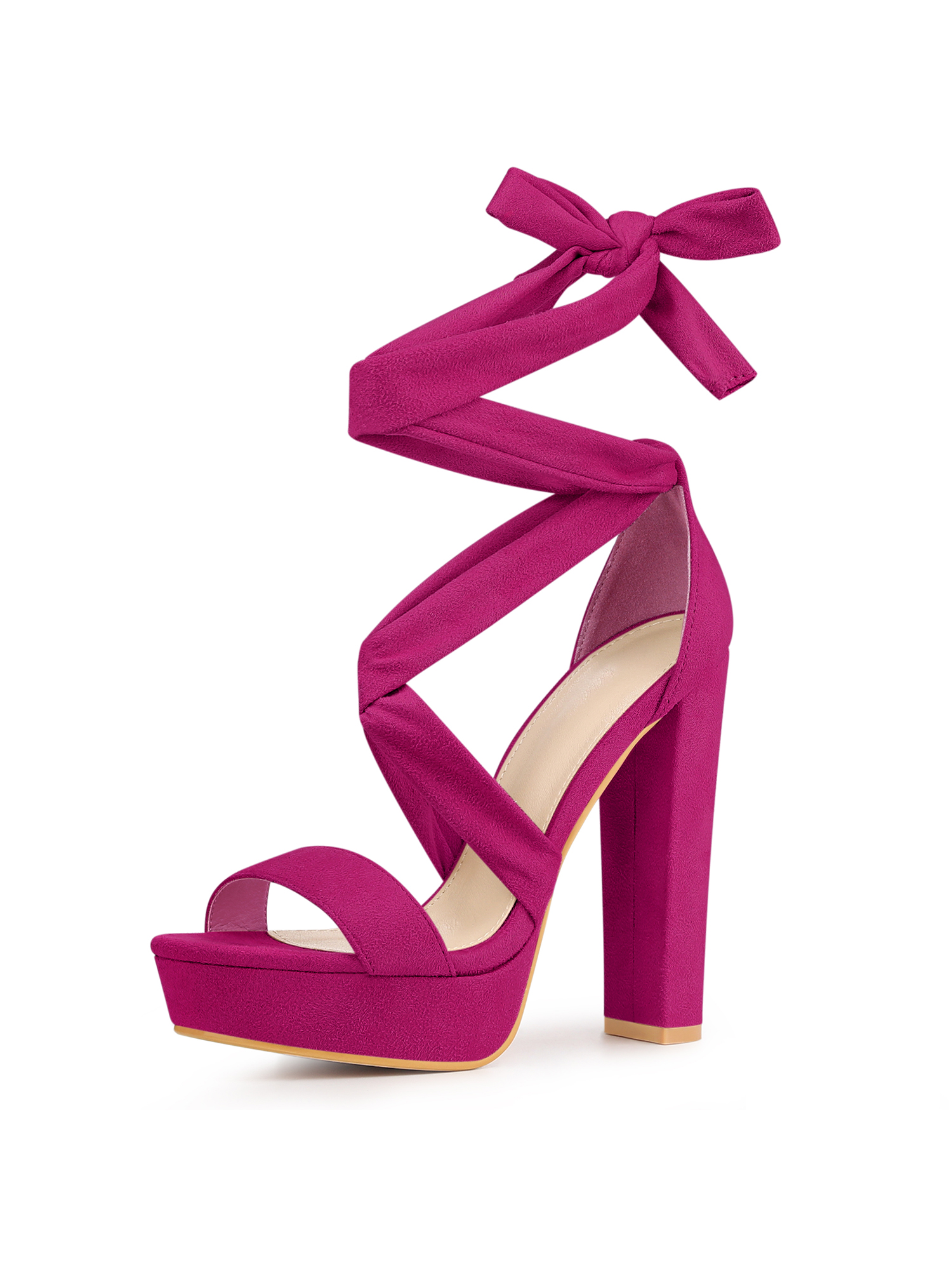 Perphy Platform Lace Up Block Heels Sandals for Women - Walmart.com