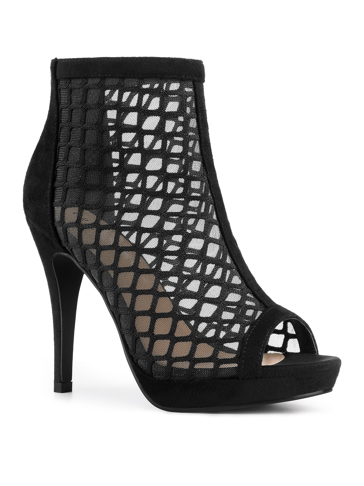 BLISSFUL STEP Platform Peep Toe Mesh Back Zip Stiletto Heel Sandal for ...