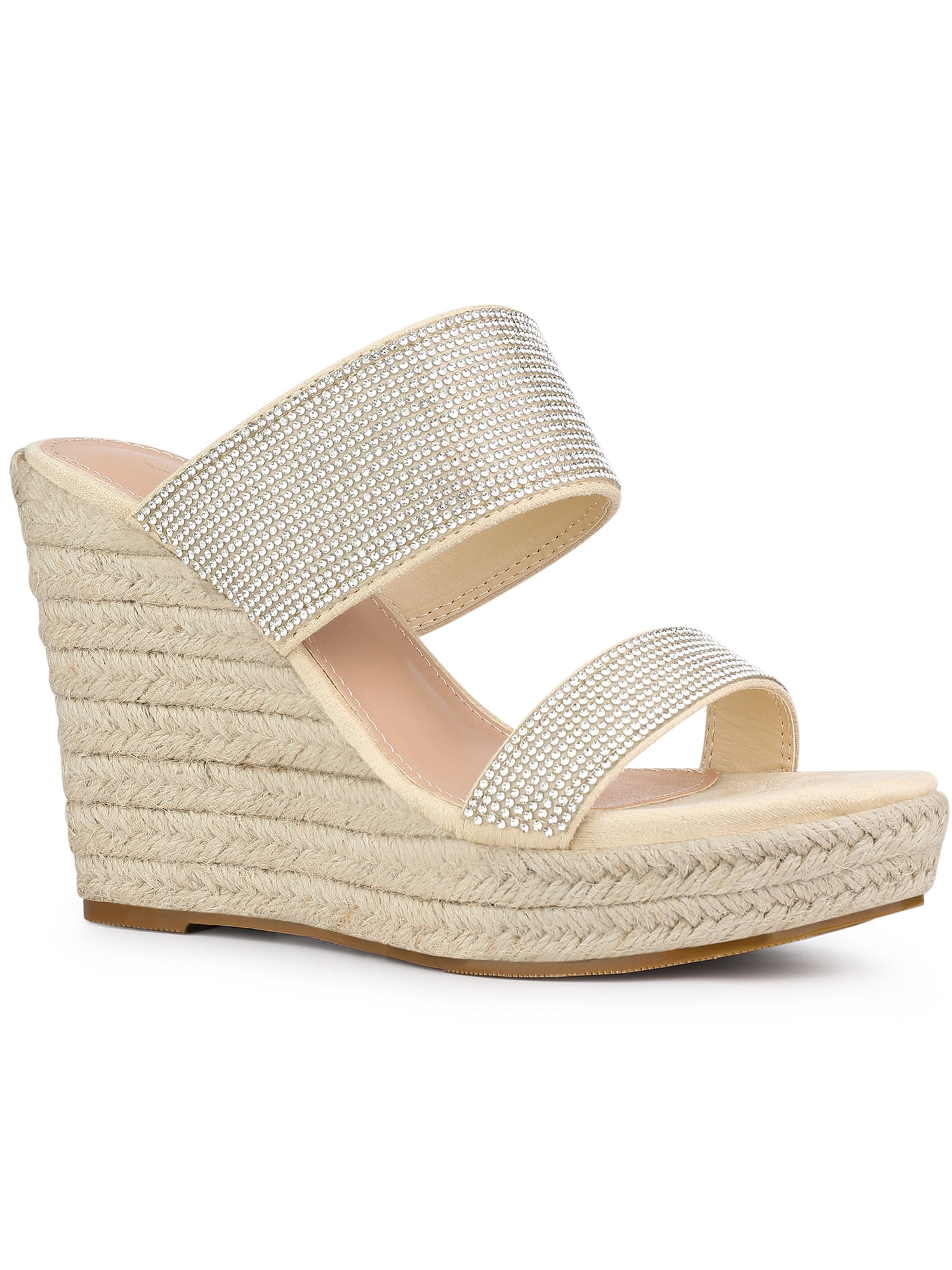 Perphy Platform Rhinestones Dual Strap Espadrille Wedge Sandals for ...