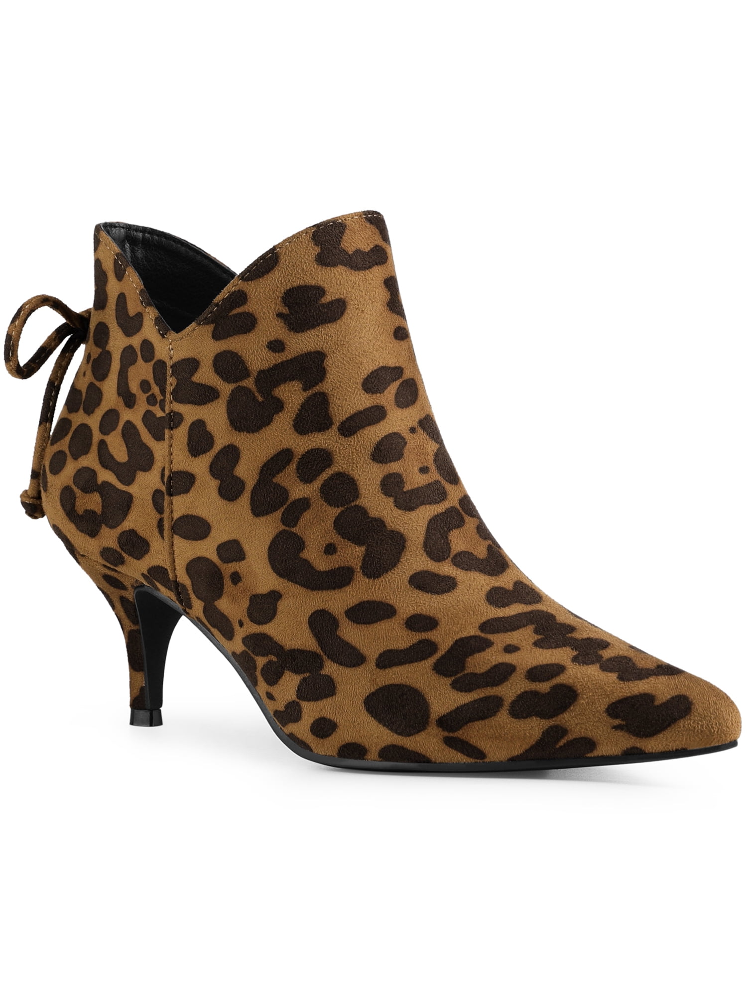 BLISSFUL STEP Women's Heels Pointed Toe Bow Cutout Kitten Heel Ankle ...